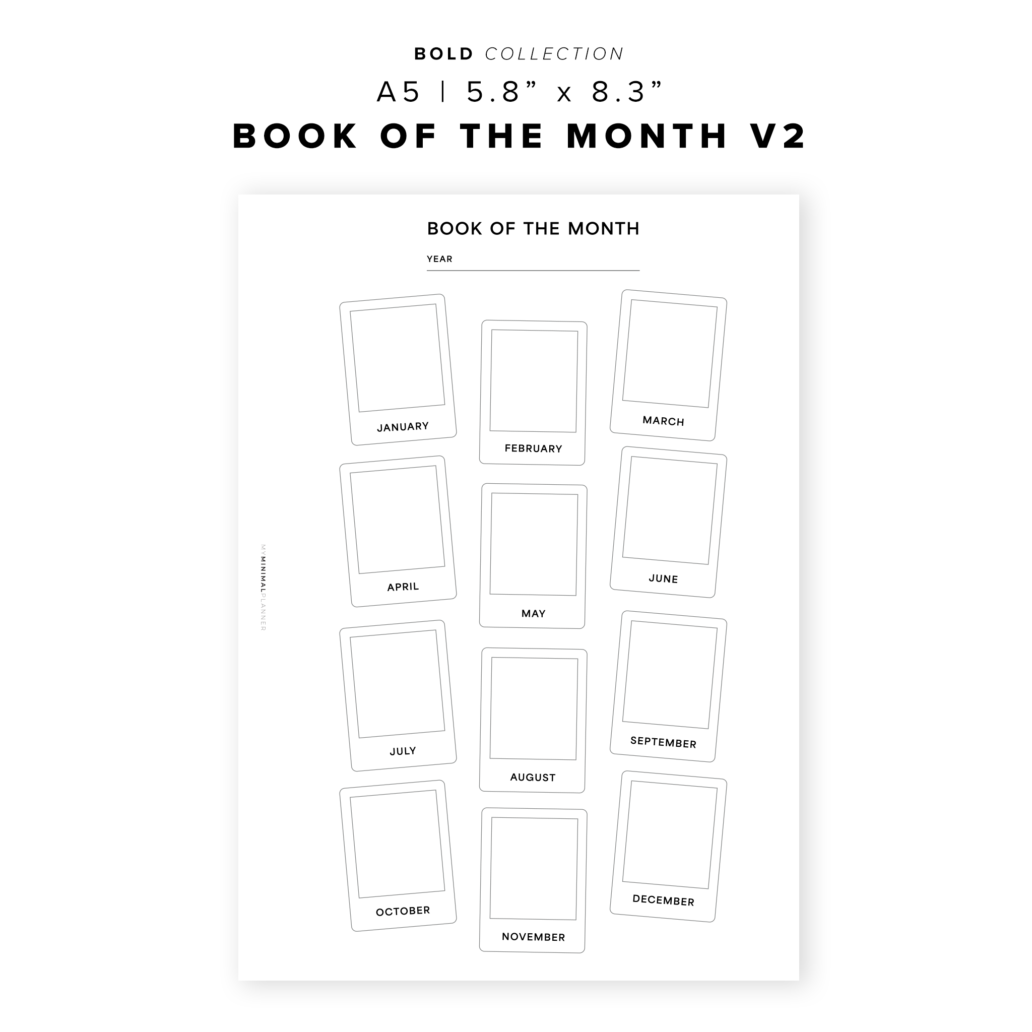 PR301 - Book of the Month V2 - Printable Insert – My Minimal Planner
