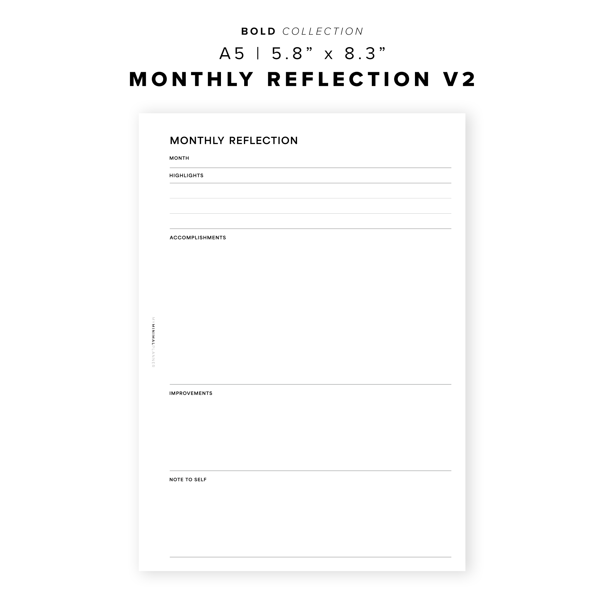 PR325 - Monthly Reflection V2 - Printable Insert – My Minimal Planner