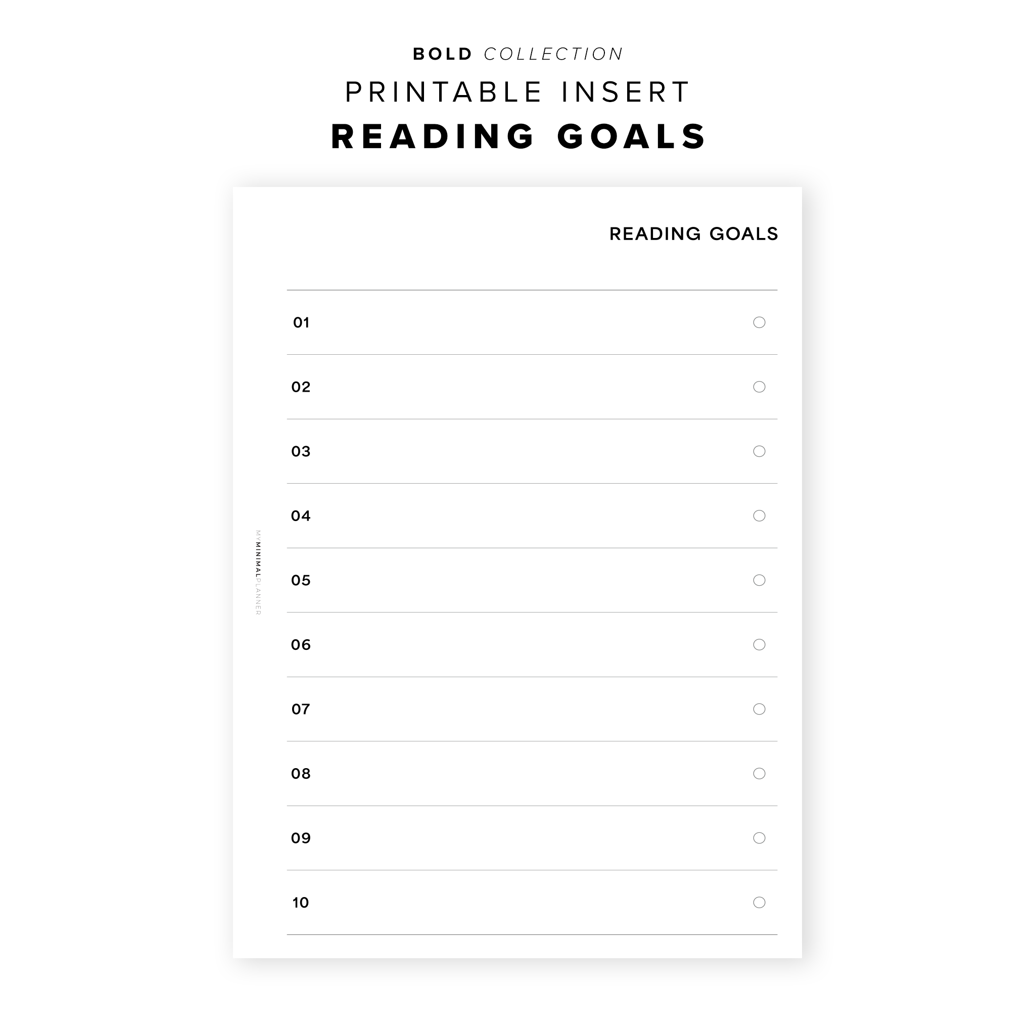 PR293 - Reading Goals - Printable Insert – My Minimal Planner