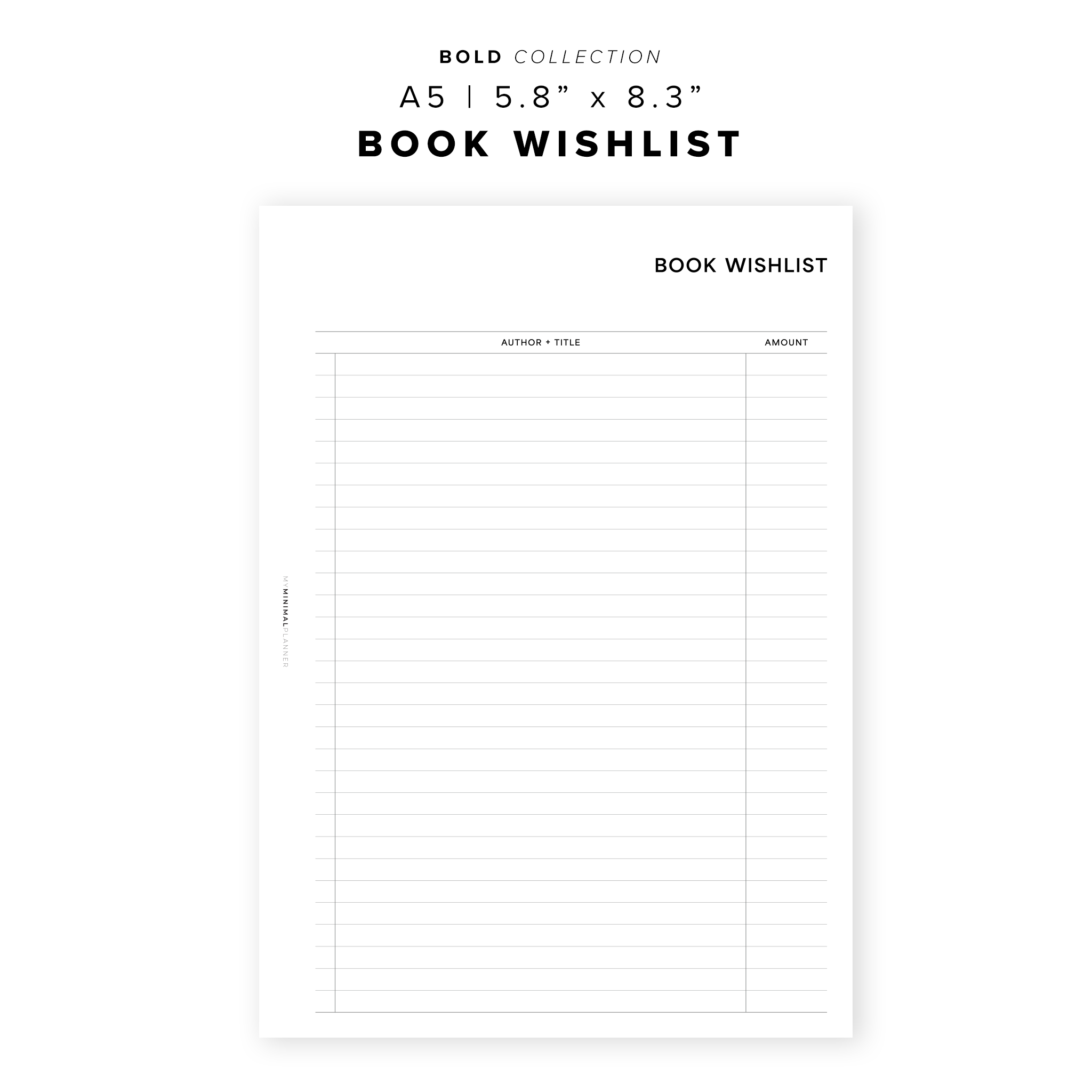 PR201 - Book Wishlist - Printable Insert – My Minimal Planner