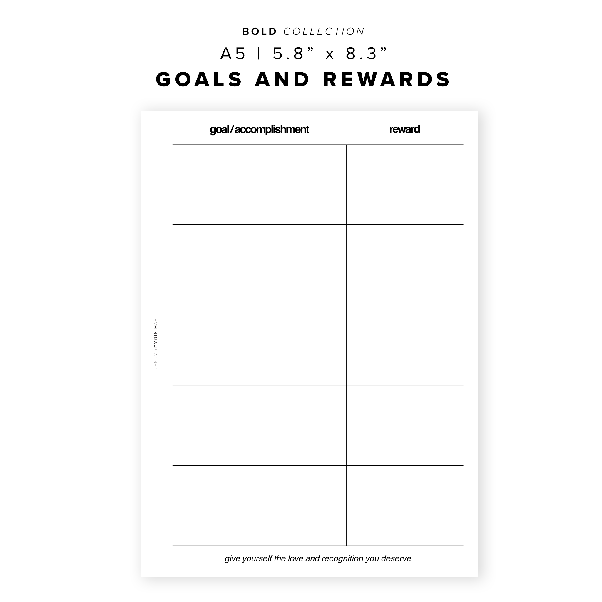 PR158 - Goals and Rewards - Printable Insert – My Minimal Planner