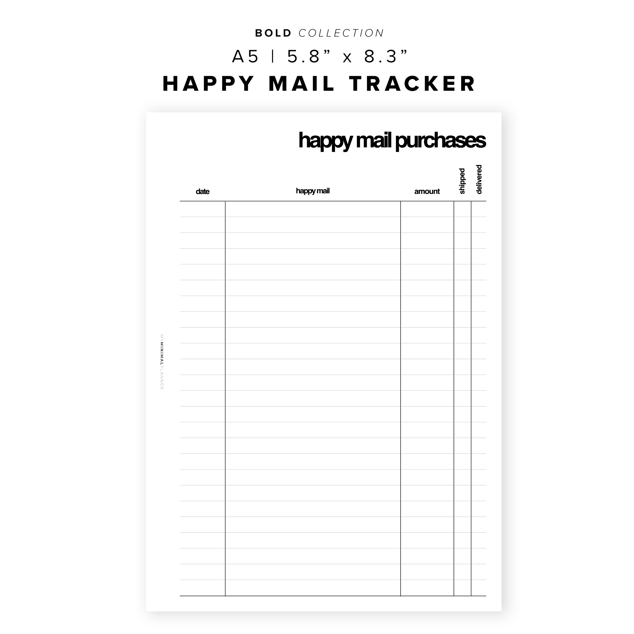 PR144 - Happy Mail Tracker - Printable Insert – My Minimal Planner