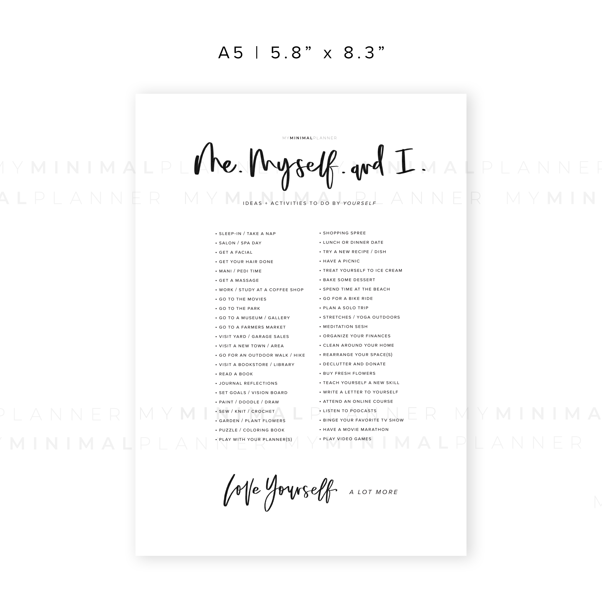 PRD73 - Me, Myself, and I Dashboard - Printable Dashboard – My Minimal ...