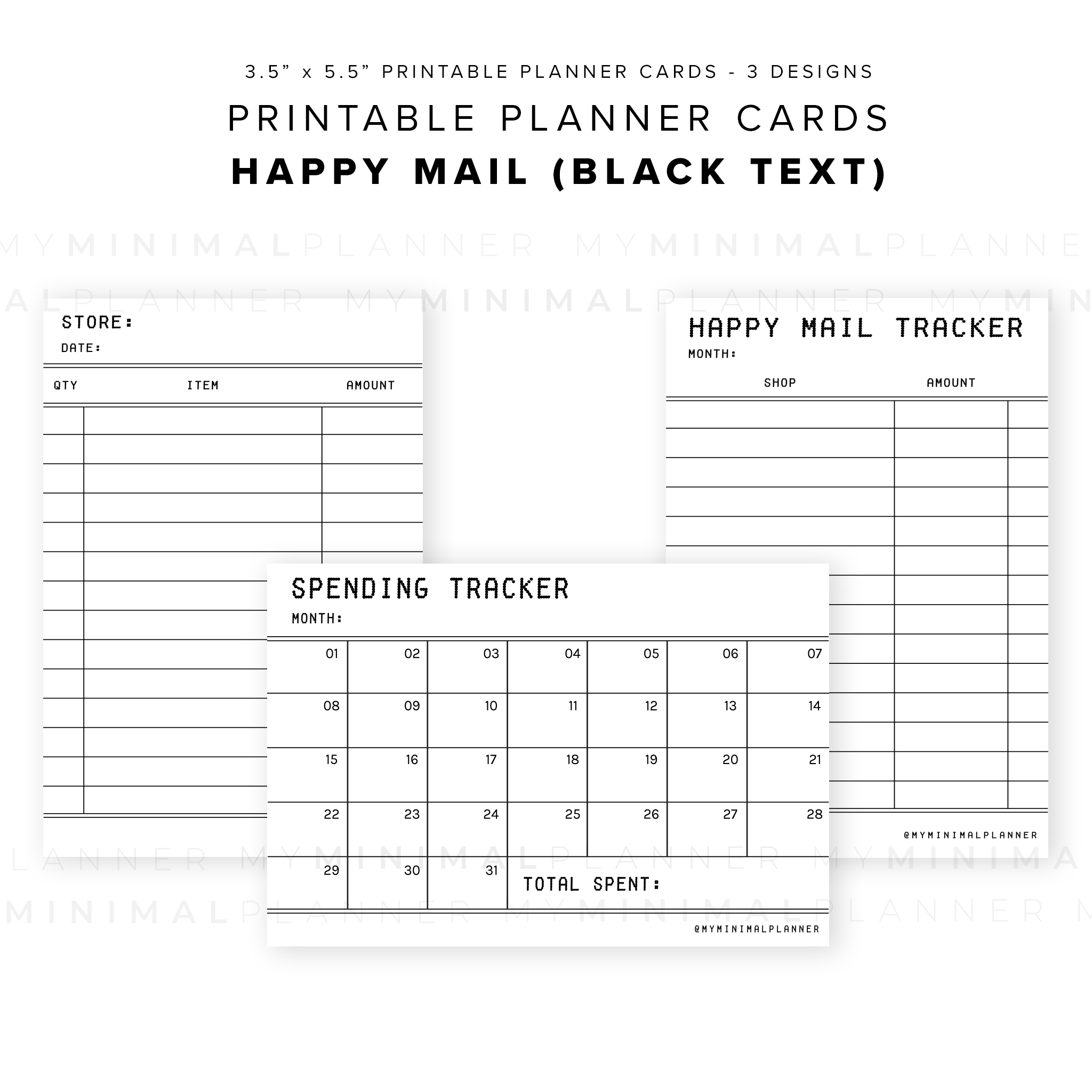 PPC17 - Happy Mail - Printable Planner Cards – My Minimal Planner