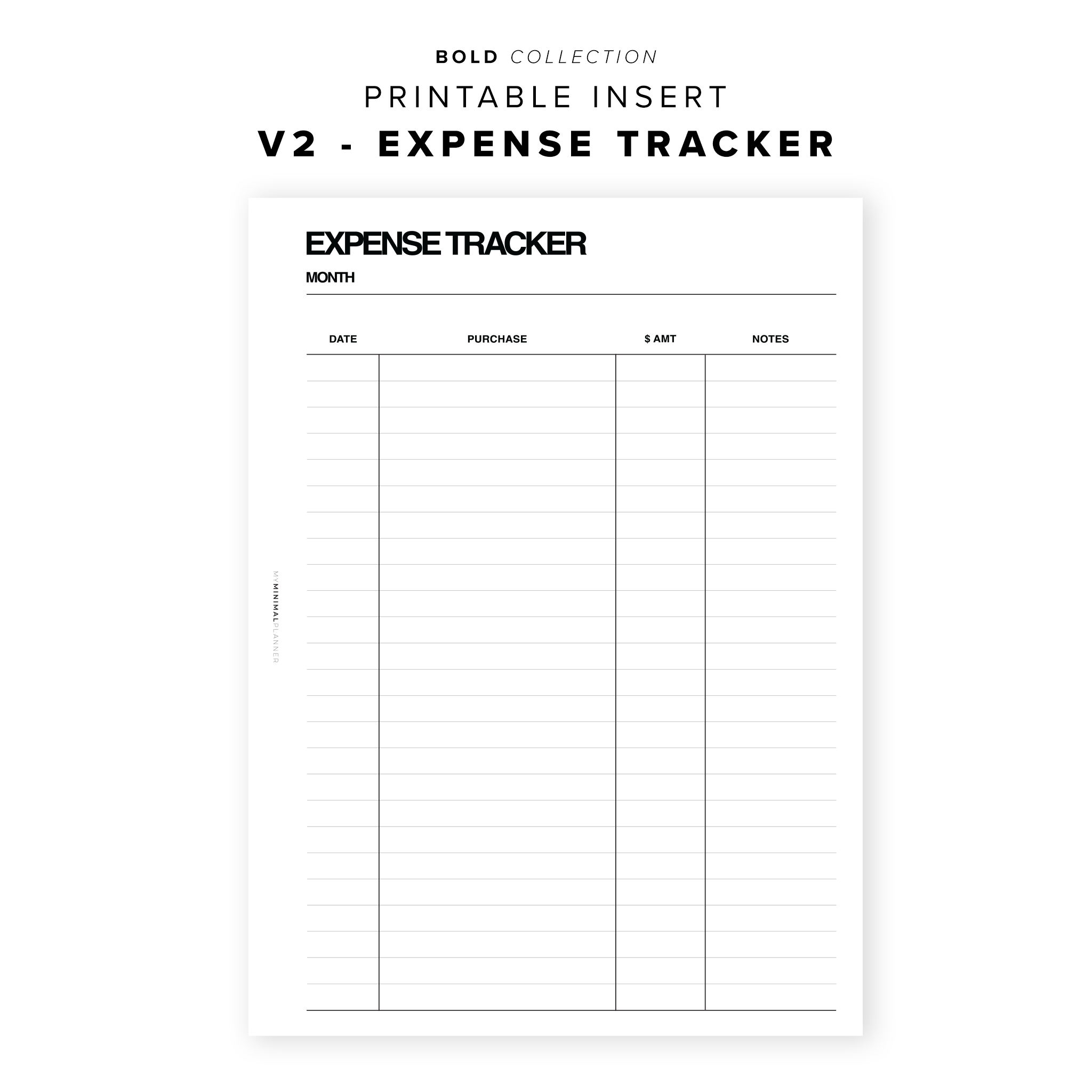 PR117 - Expense Tracker (V2) - Printable Insert – My Minimal Planner