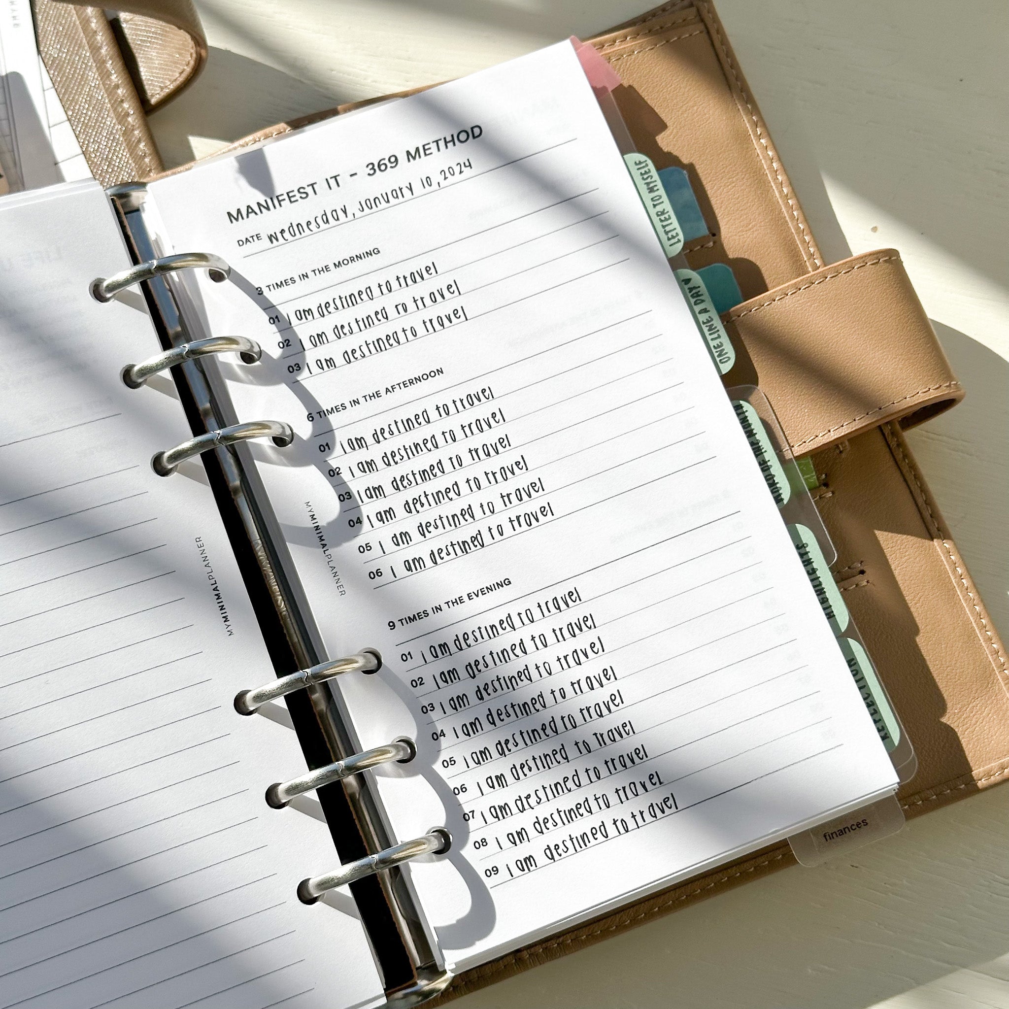 PR246 - 369 Manifest Method - Printable Insert – My Minimal Planner