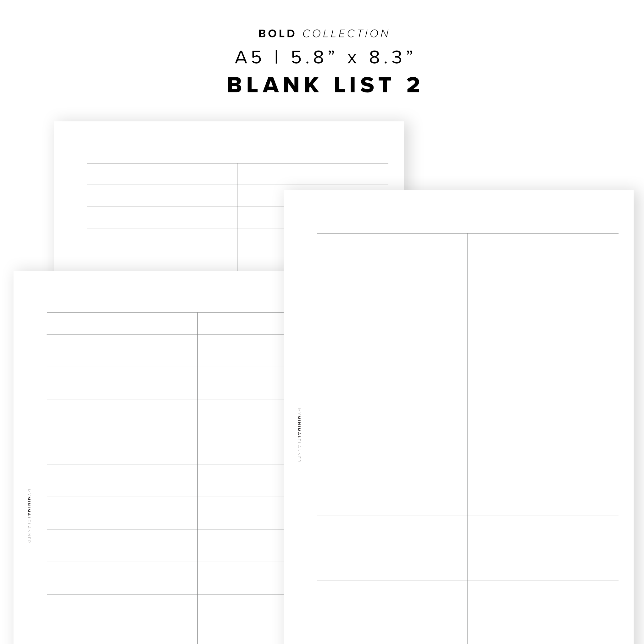 PR315 - Blank List 2 - Printable Insert – My Minimal Planner