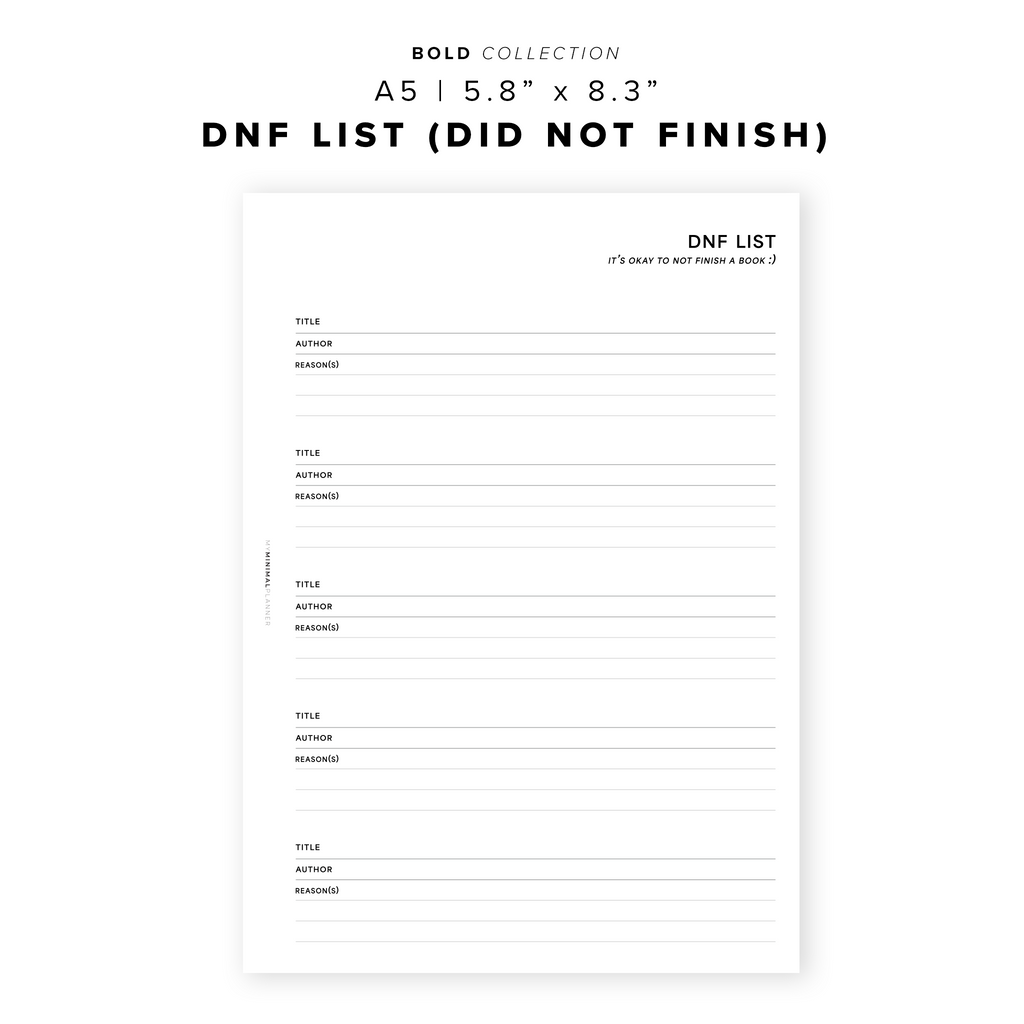 PR216 - DNF List - Printable Insert – My Minimal Planner