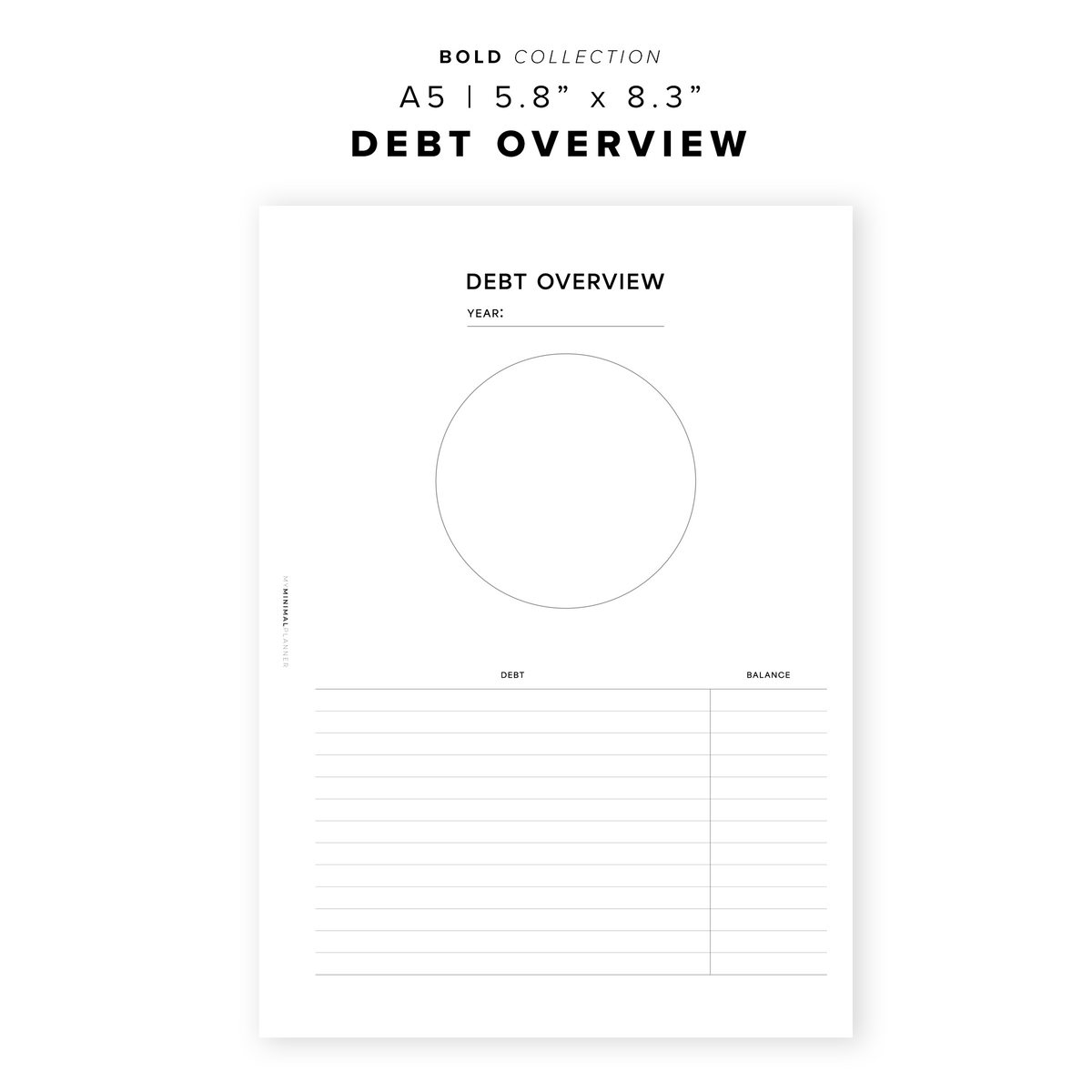 PR224 - Debt Overview - Printable Insert – My Minimal Planner