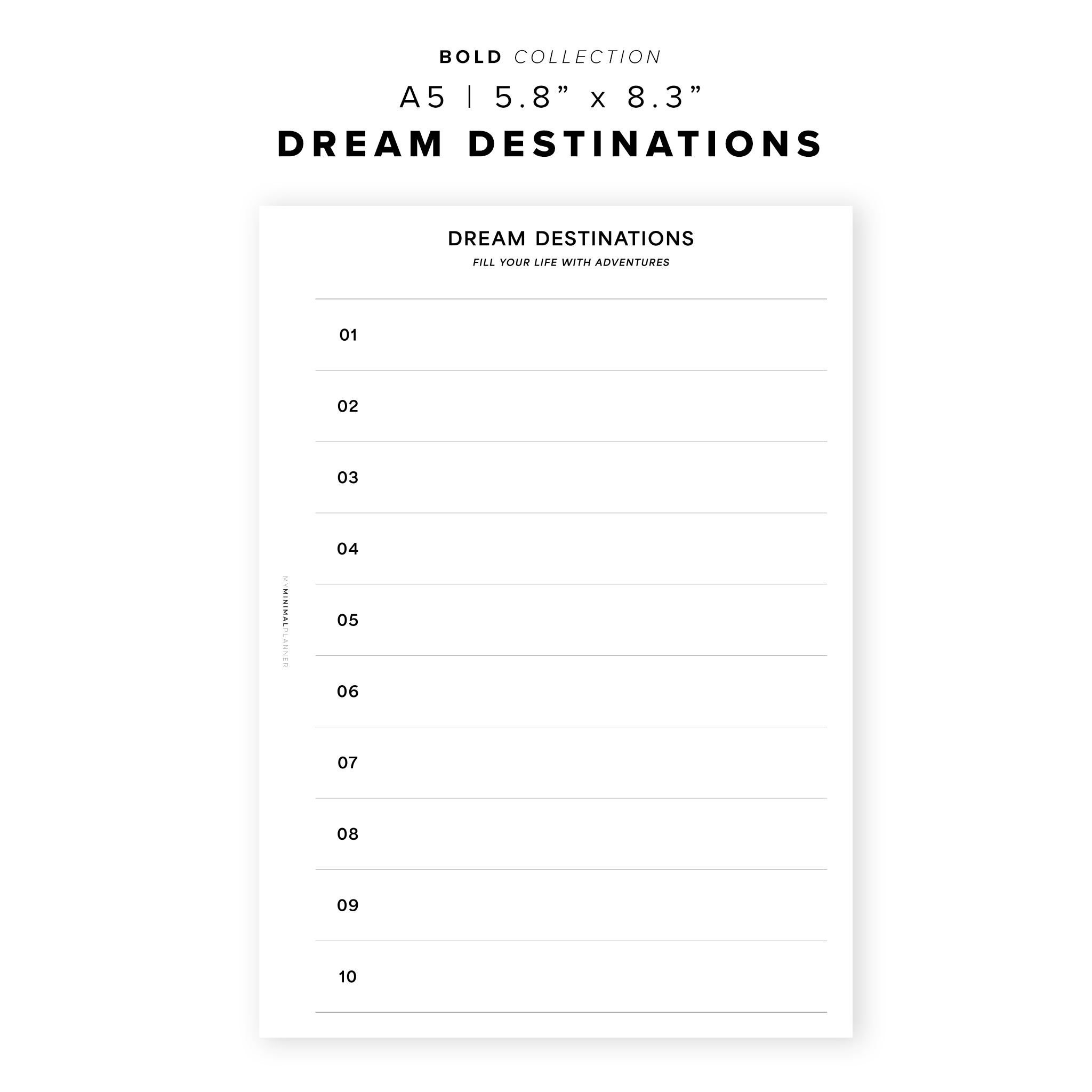 PR266 - Dream Destinations - Printable Insert – My Minimal Planner