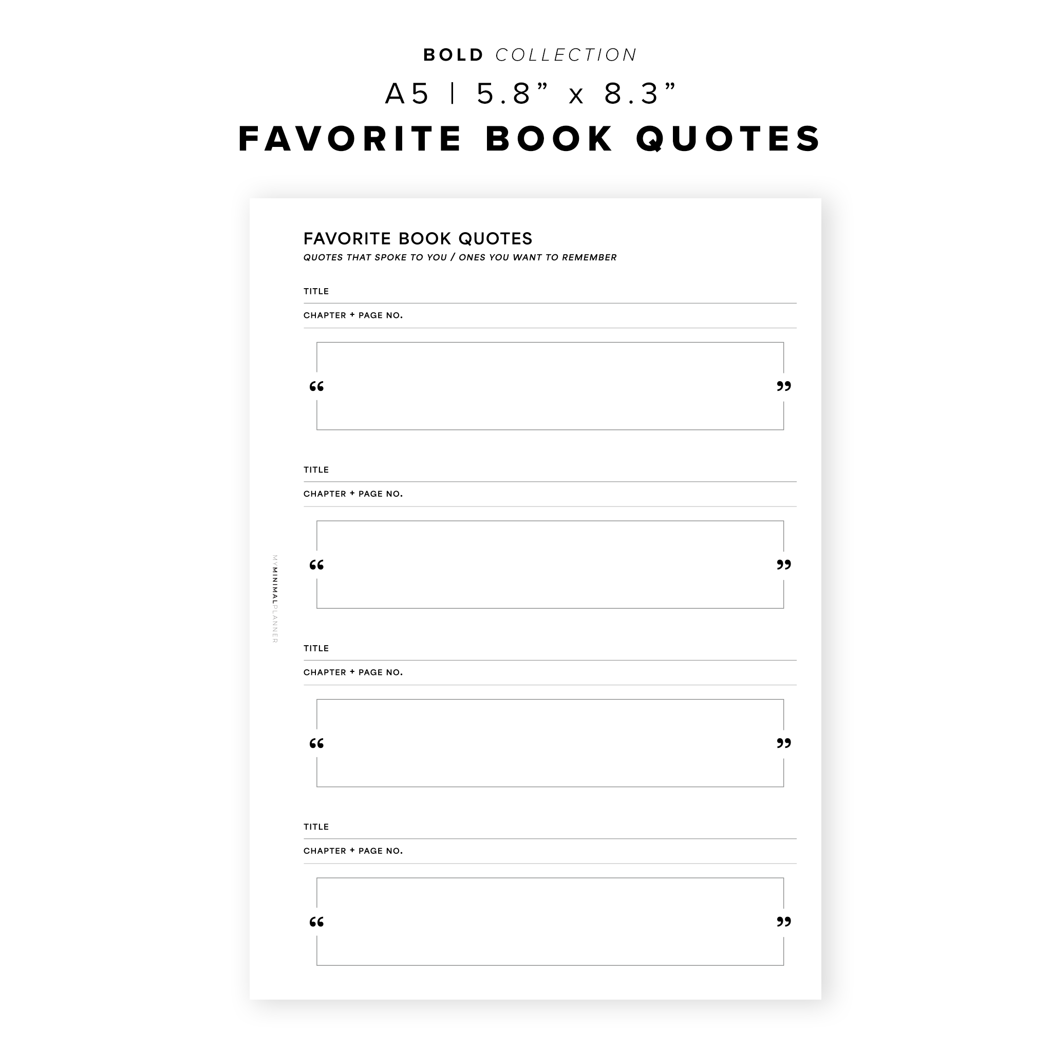 PR221 - Fave Book Quotes - Printable Insert – My Minimal Planner