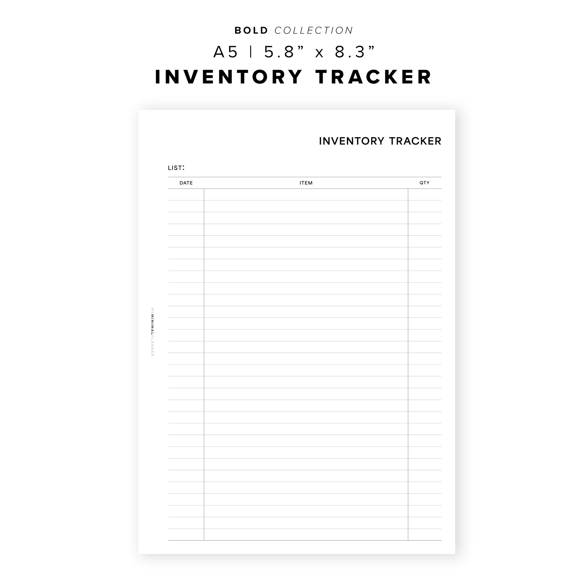 PR213 - Inventory Tracker - Printable Insert – My Minimal Planner