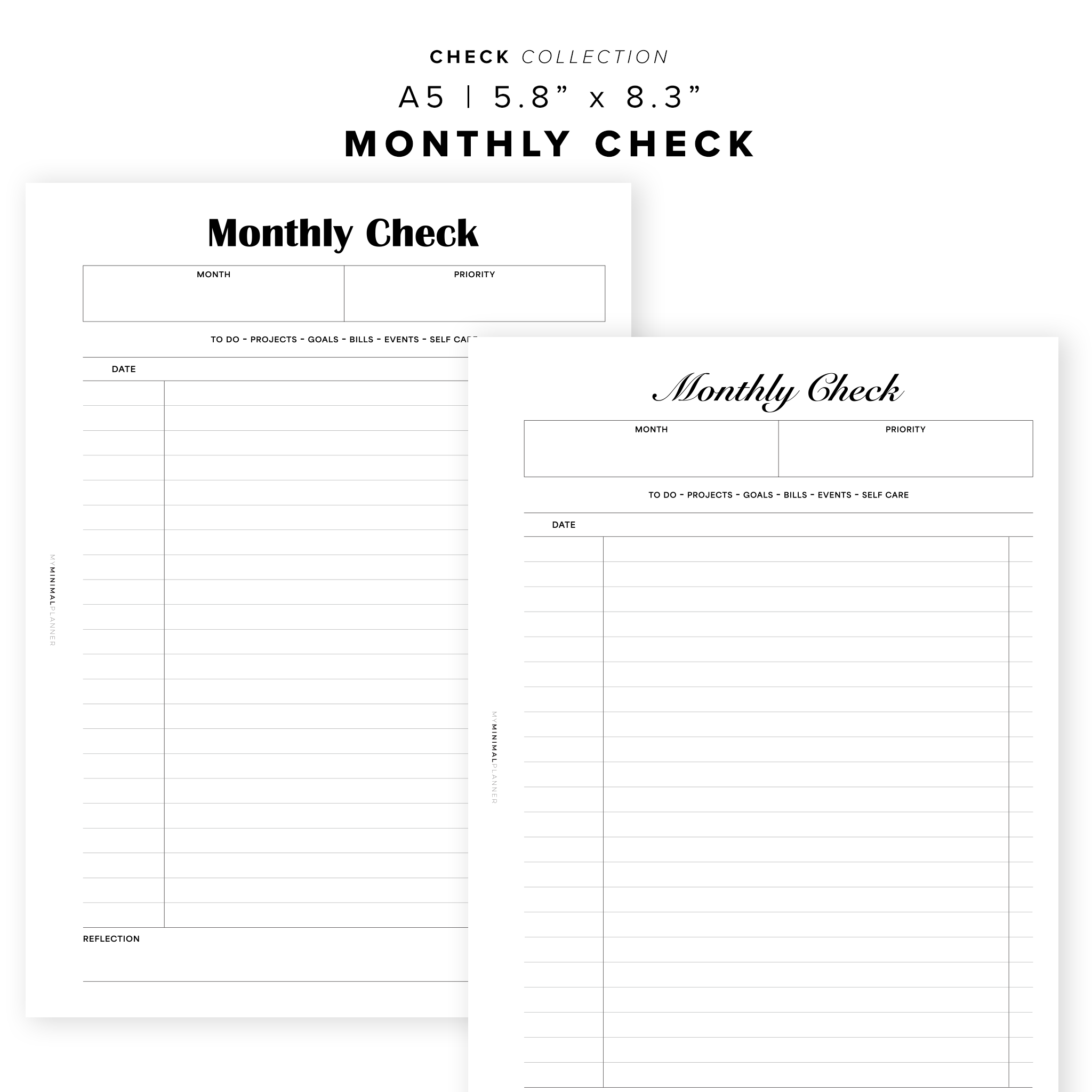PR354 - Monthly Check - Printable Insert – My Minimal Planner