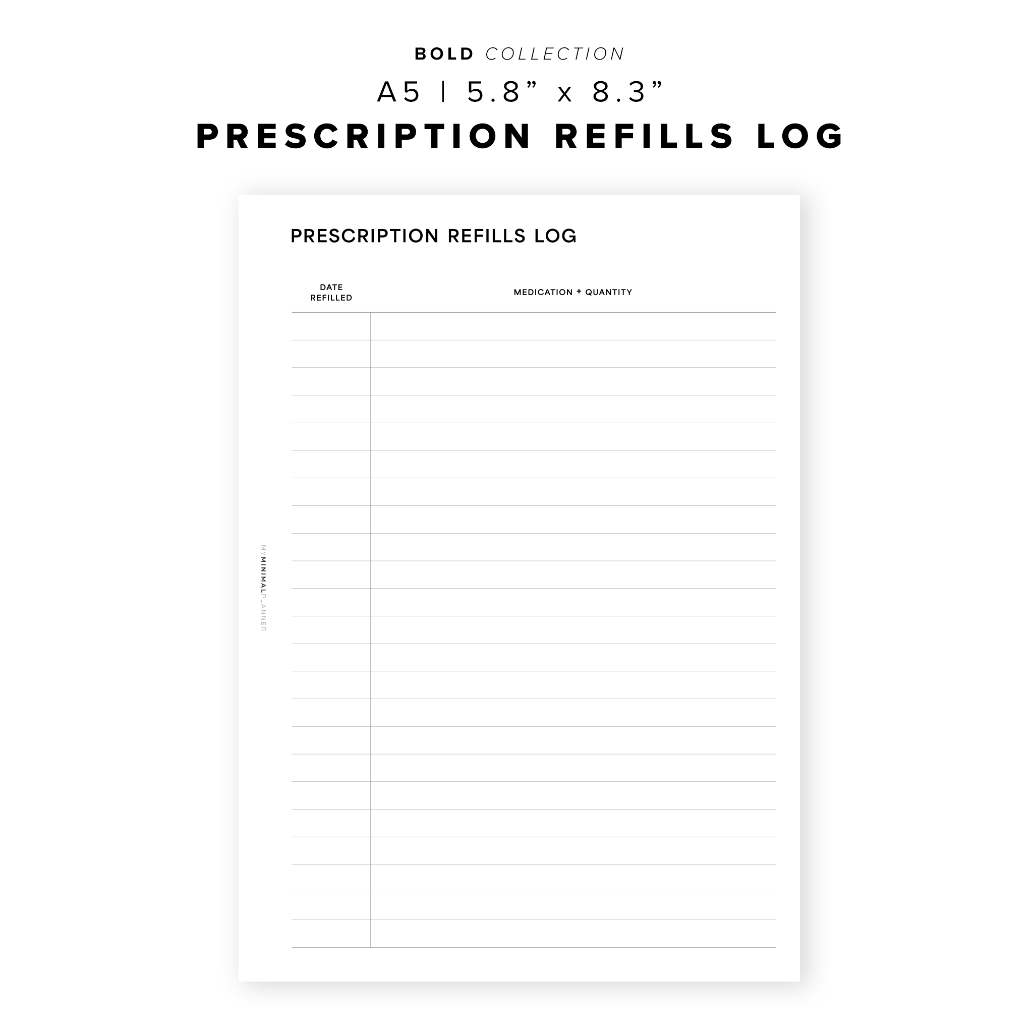 PR358 - Prescription Refills - Printable Insert – My Minimal Planner