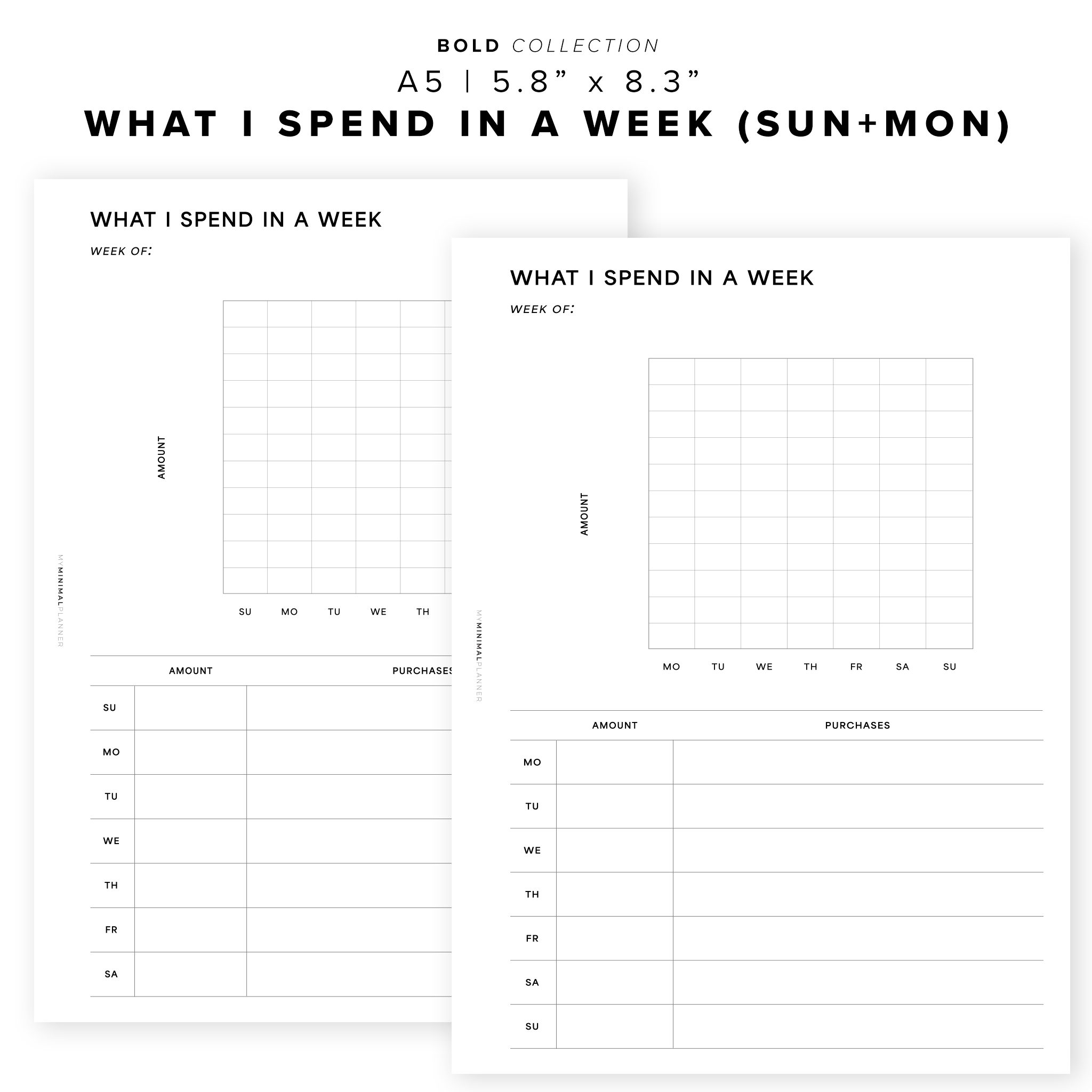 PR223 - What I Spend in a Week - Printable Insert – My Minimal Planner