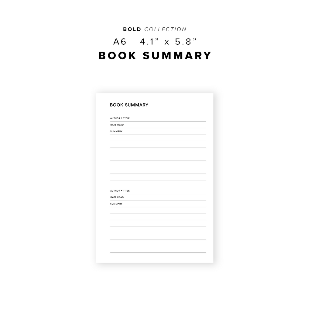 PR302 - Book Summary - Printable Insert – My Minimal Planner
