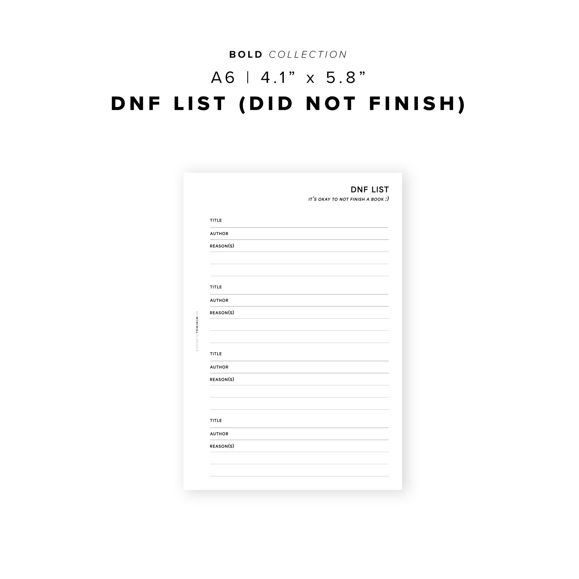 PR216 - DNF List - Printable Insert – My Minimal Planner