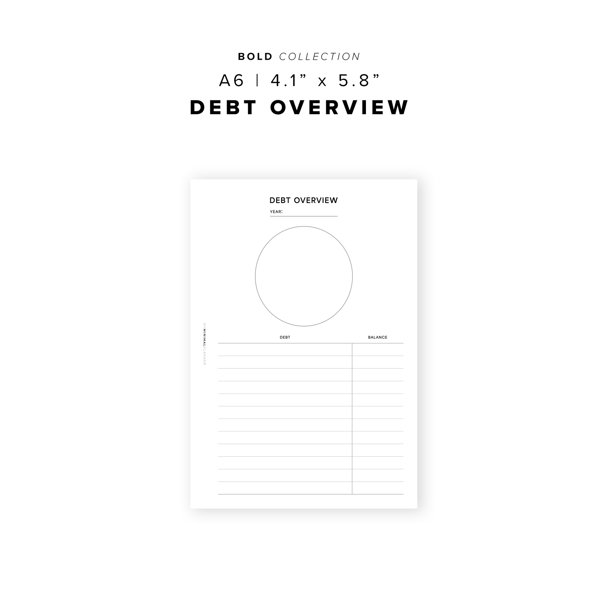 PR224 - Debt Overview - Printable Insert – My Minimal Planner