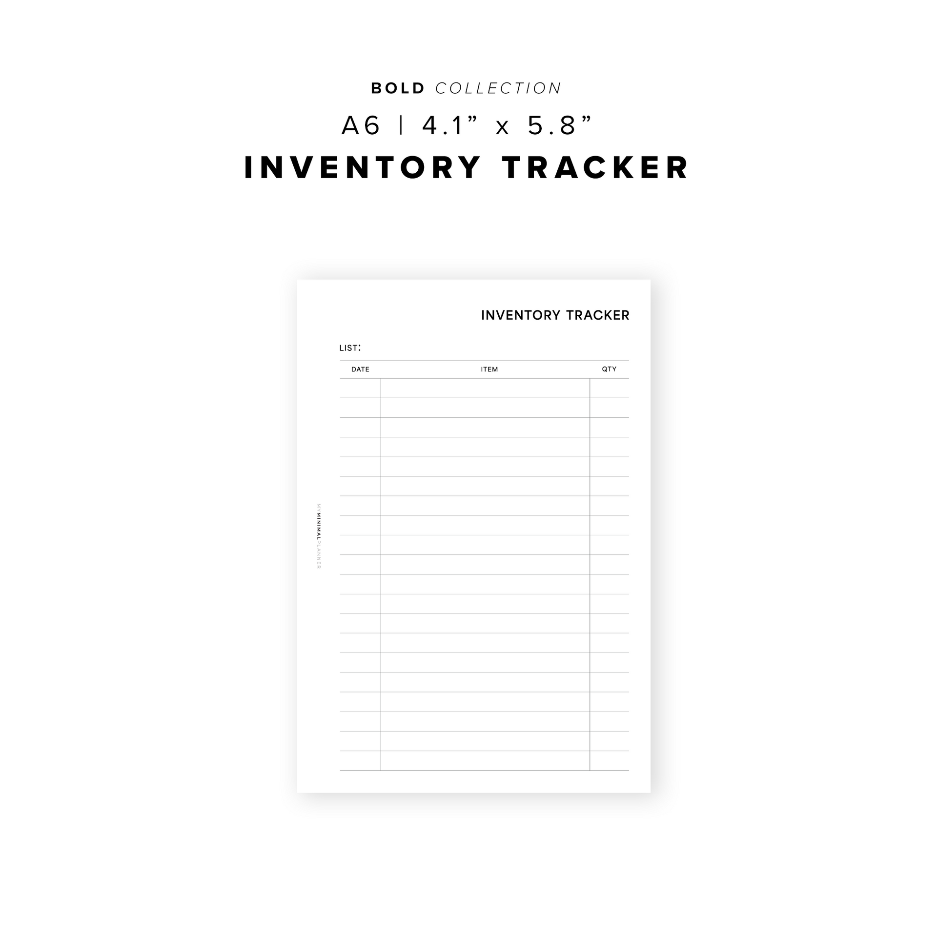 PR213 - Inventory Tracker - Printable Insert – My Minimal Planner