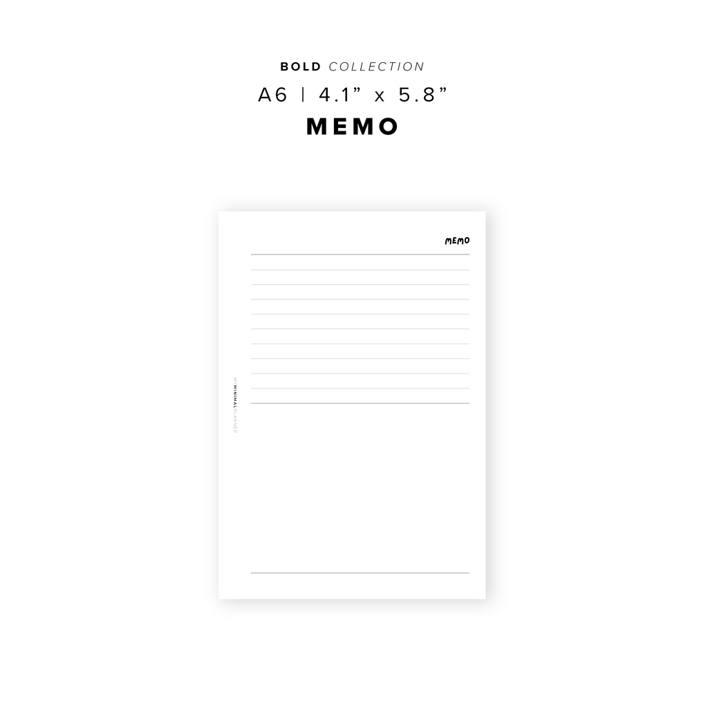 PR311 - Memo - Printable Insert – My Minimal Planner