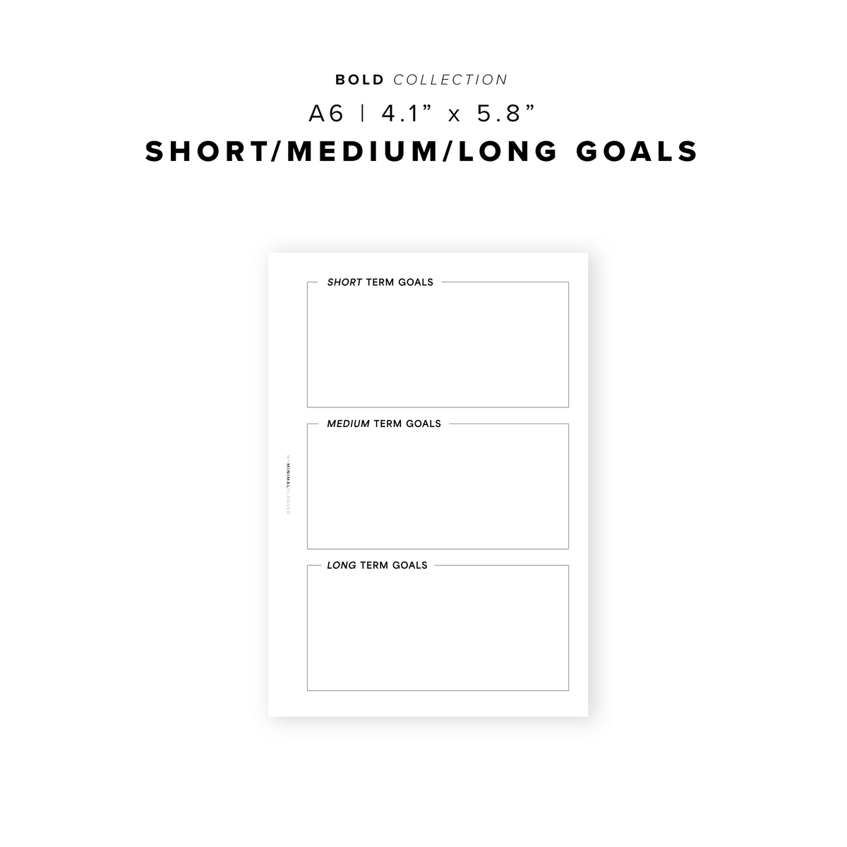 PR249 - Short Medium Long Term Goals - Printable Insert – My Minimal ...