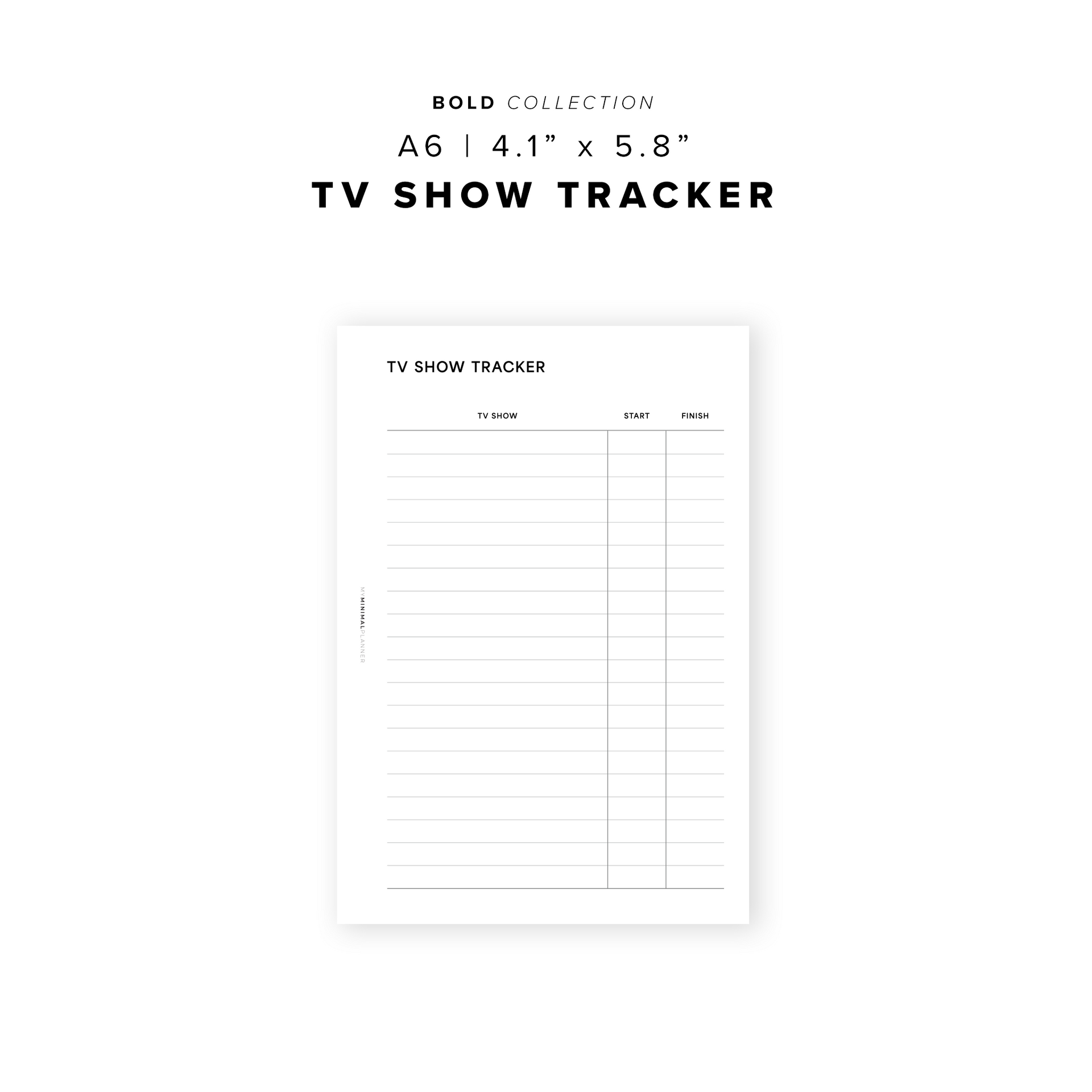 PR312 - TV Show Tracker - Printable Insert – My Minimal Planner