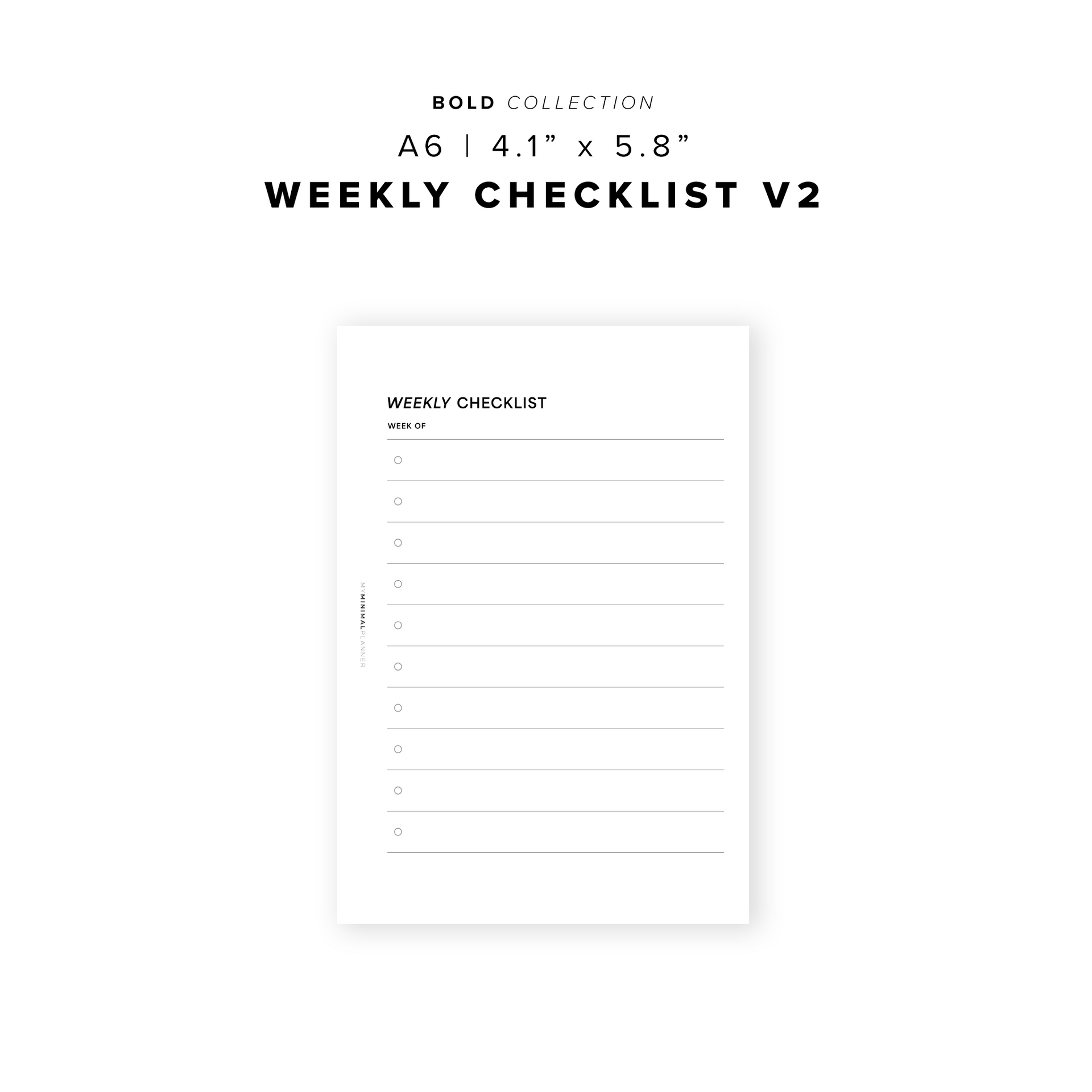 PR327 - Weekly Checklist V2 - Printable Insert – My Minimal Planner
