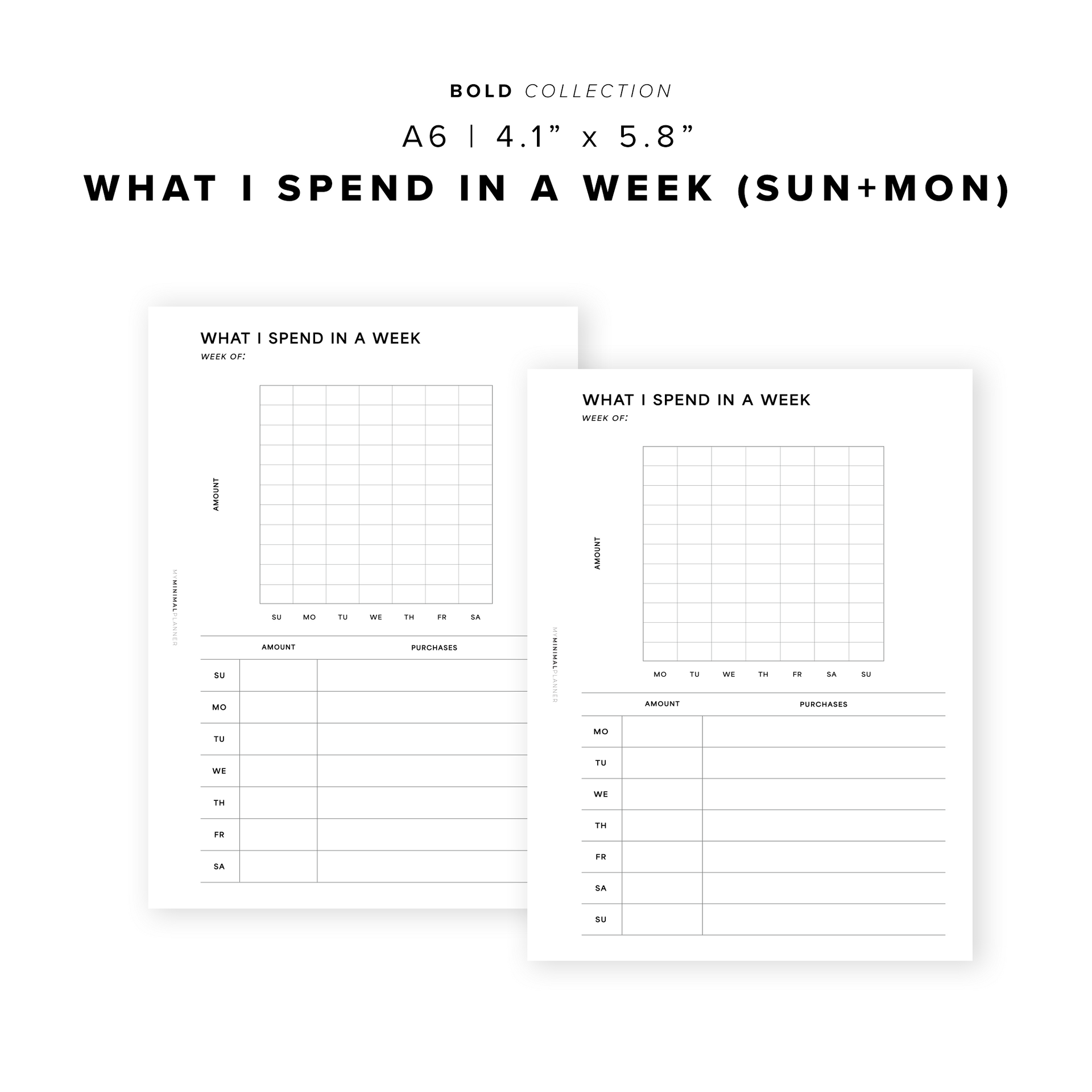 PR223 - What I Spend in a Week - Printable Insert – My Minimal Planner