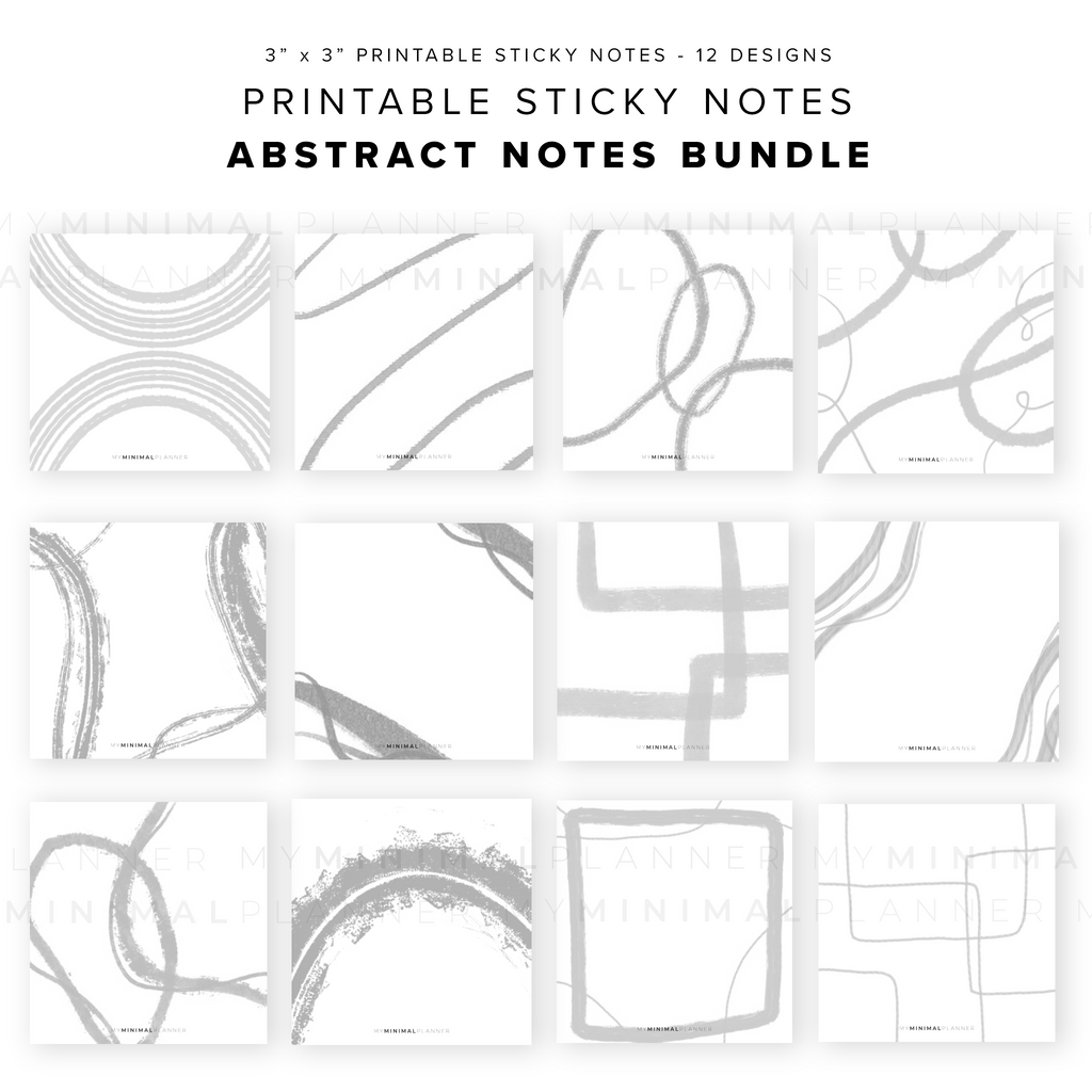 PSN07 - Abstract Notes - Printable Sticky Notes – My Minimal Planner
