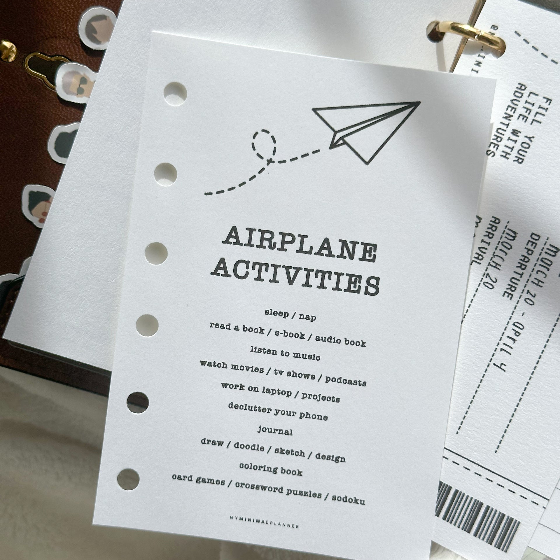PRD206 - Airplane Activities - Printable Dashboard – My Minimal Planner