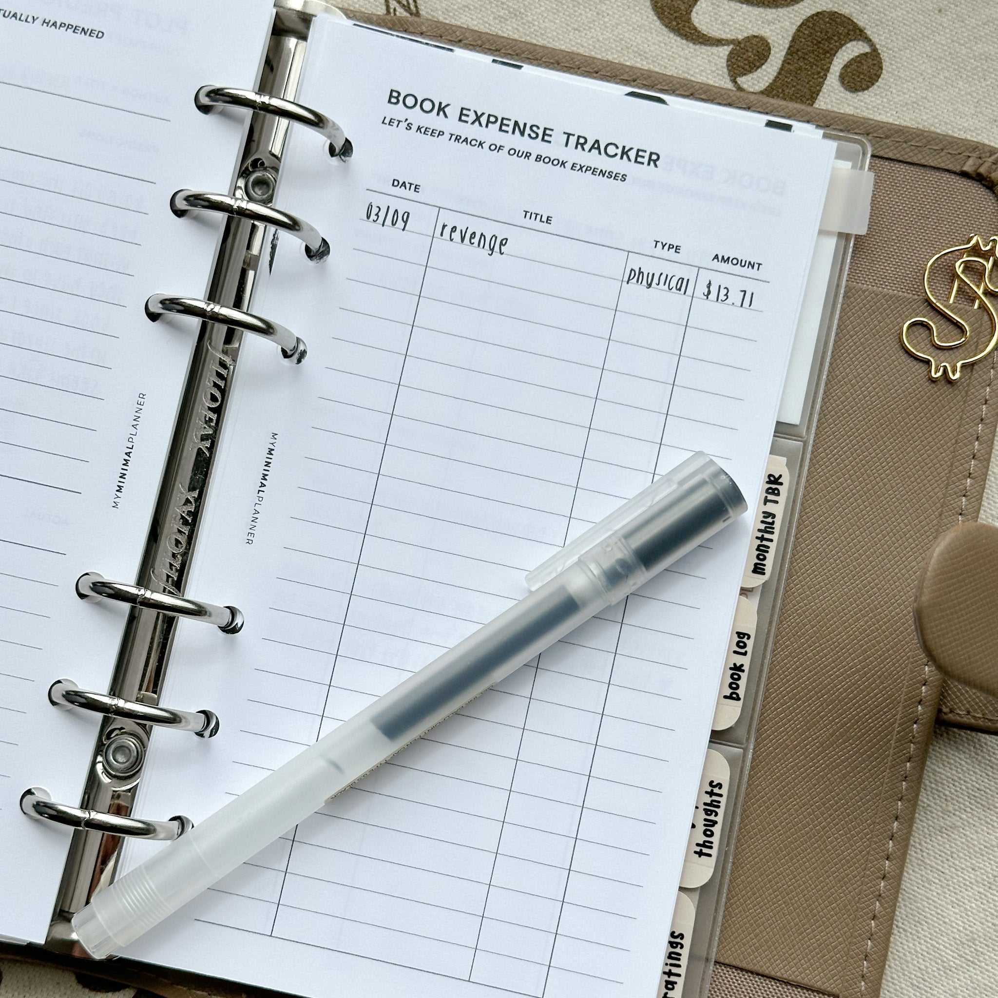 PR278 - Book Expense Tracker - Printable Insert – My Minimal Planner