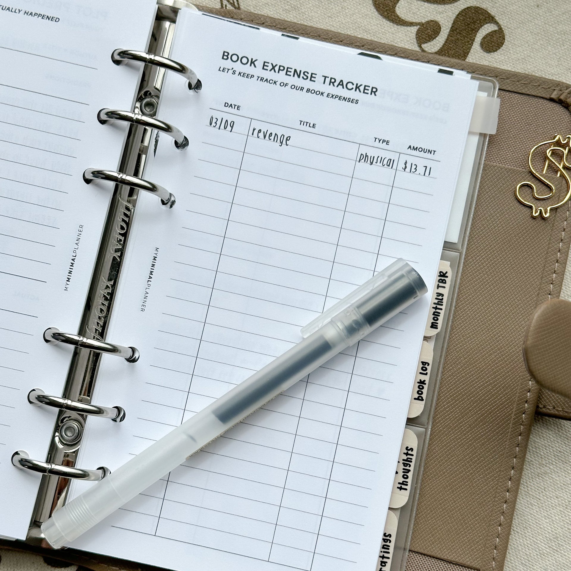 PR278 - Book Expense Tracker - Printable Insert – My Minimal Planner