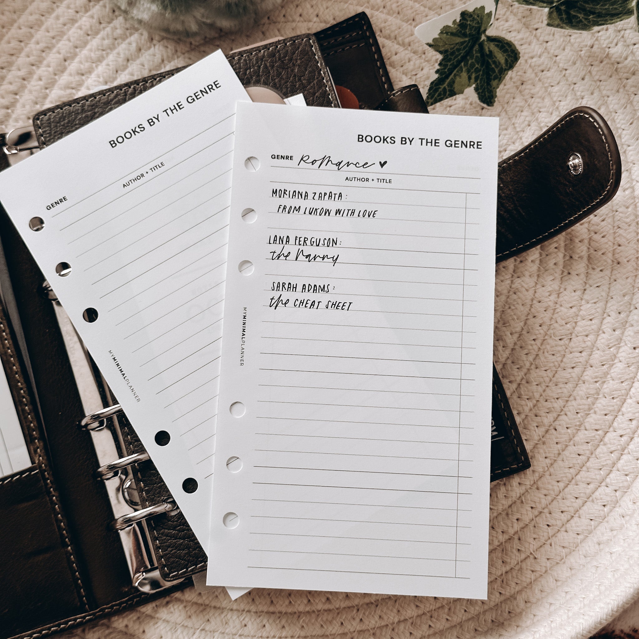 PR208 - Books by the Genre - Printable Insert – My Minimal Planner
