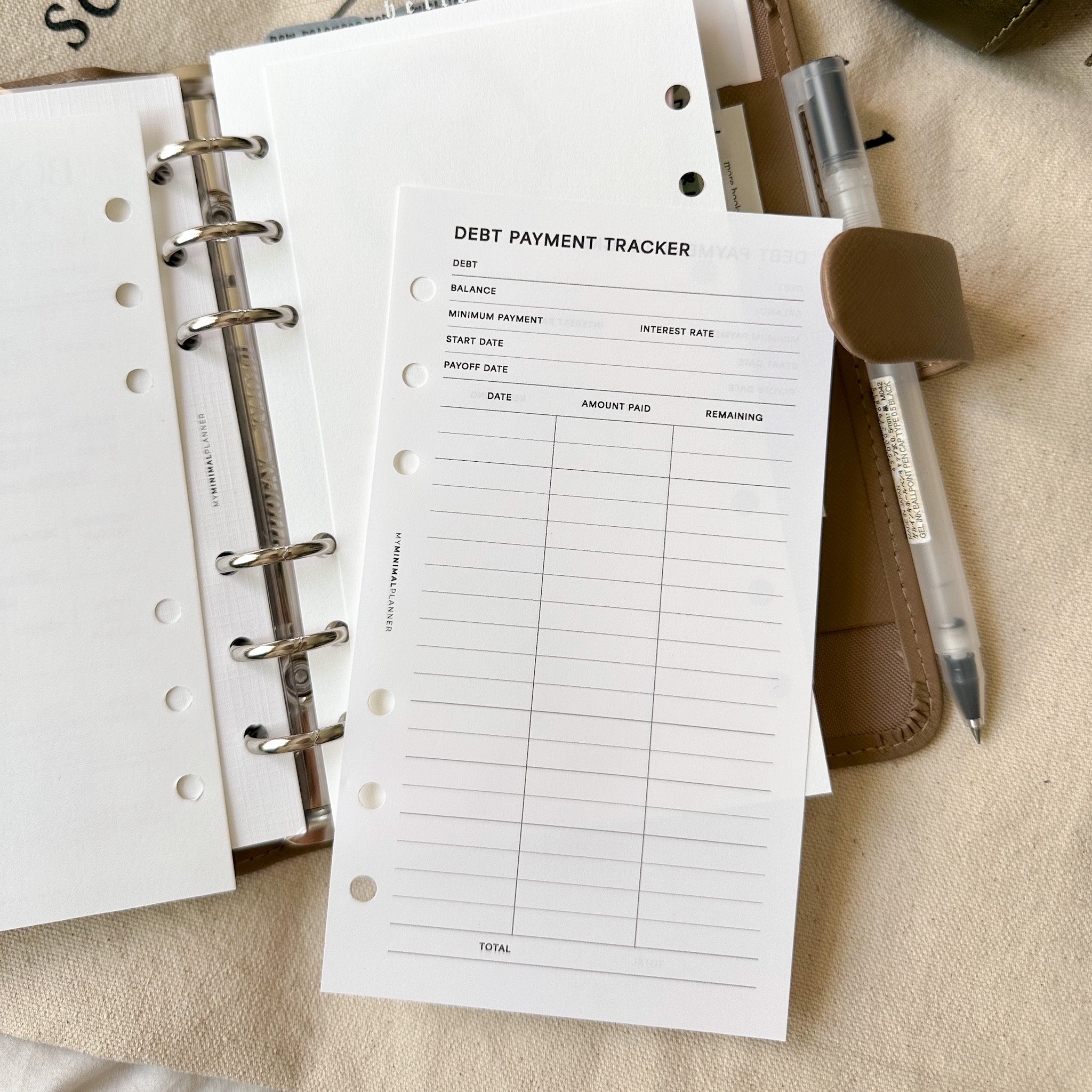 PR225 - Debt Payment Tracker - Printable Insert – My Minimal Planner
