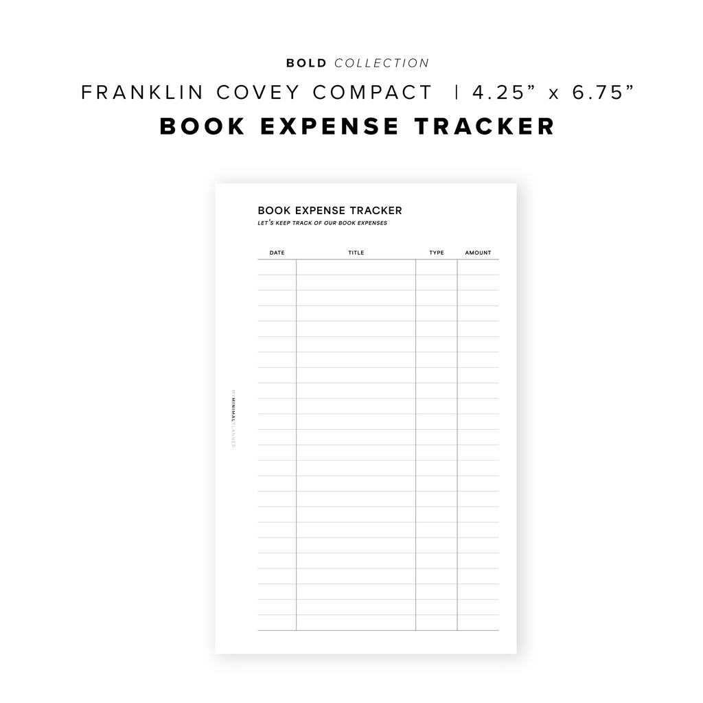 PR278 - Book Expense Tracker - Printable Insert – My Minimal Planner