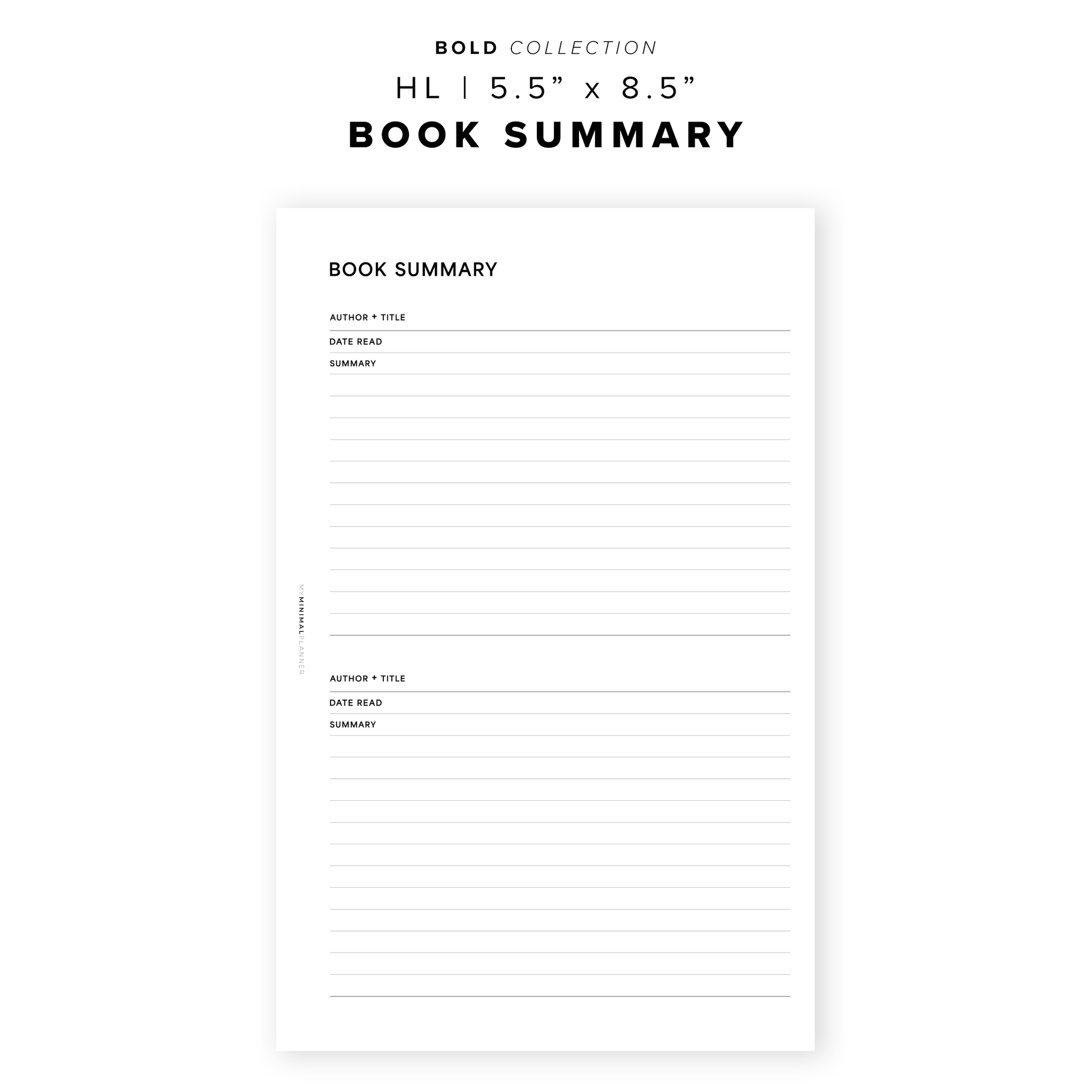 PR302 - Book Summary - Printable Insert – My Minimal Planner