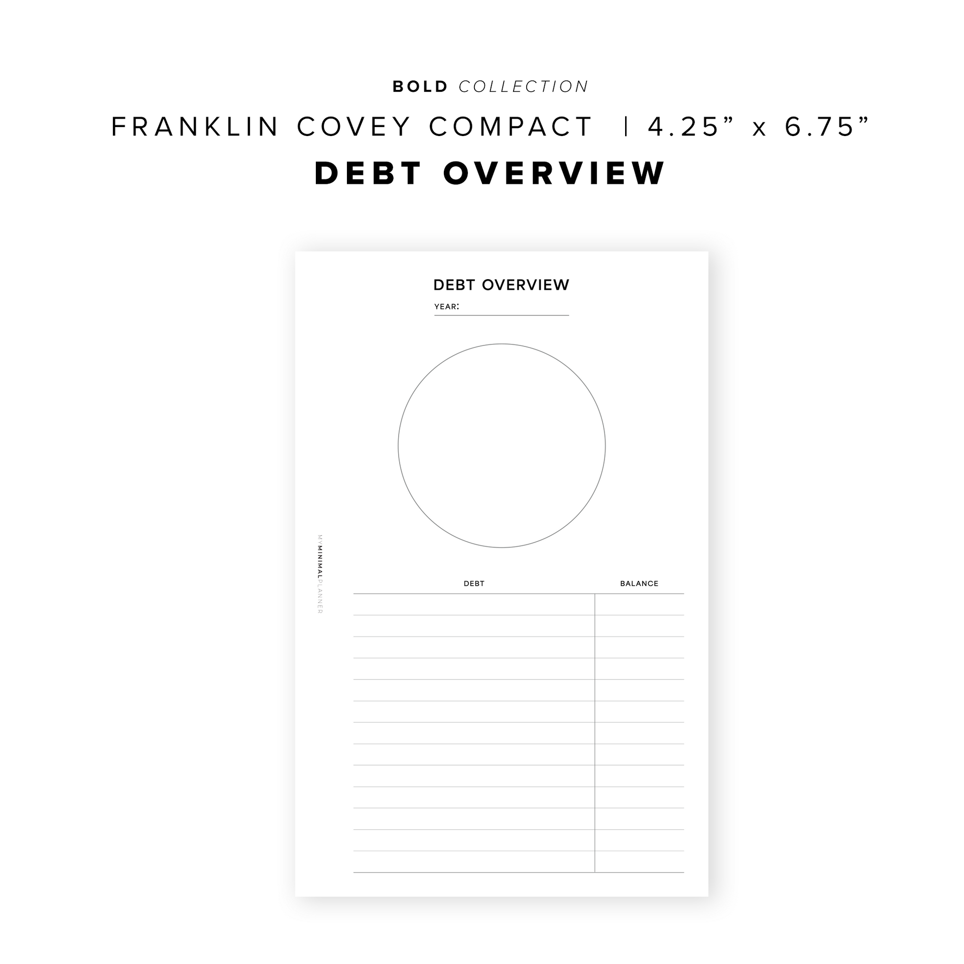 PR224 - Debt Overview - Printable Insert – My Minimal Planner