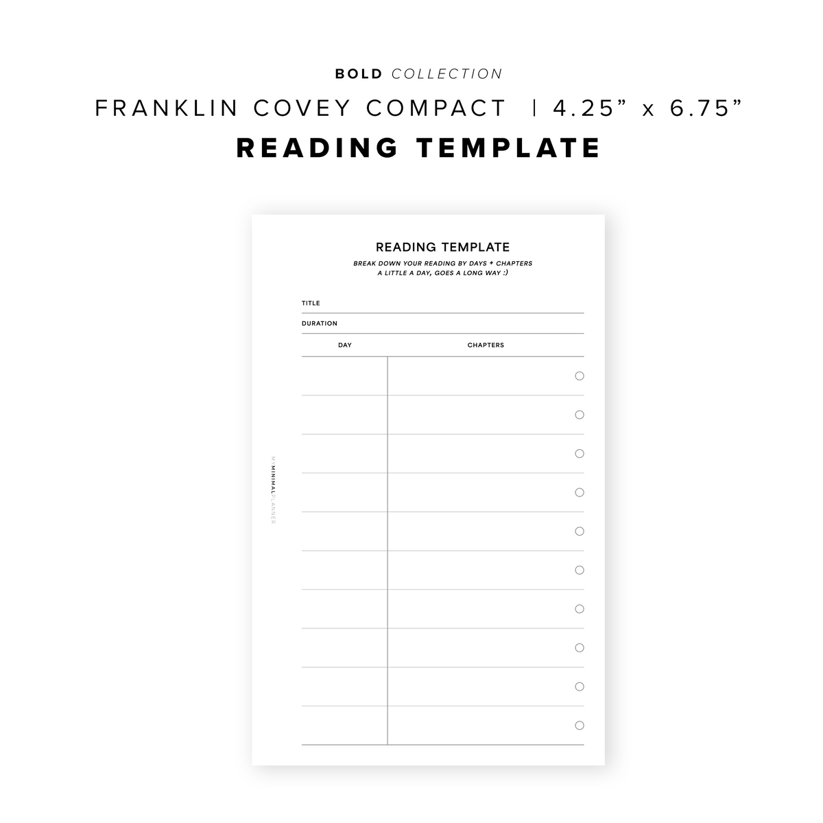 PR238 - Reading Template - Printable Insert – My Minimal Planner