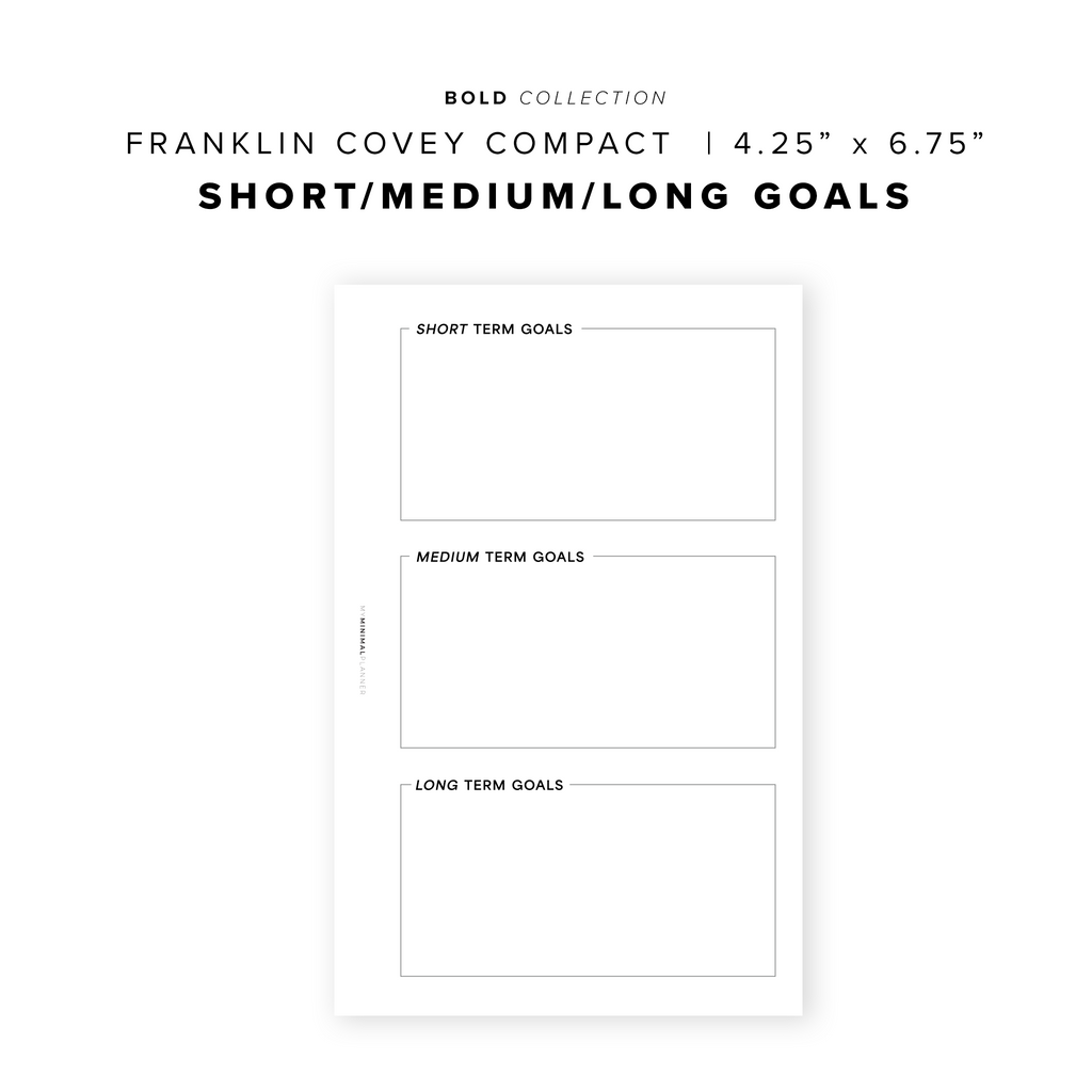 PR249 - Short Medium Long Term Goals - Printable Insert – My Minimal ...