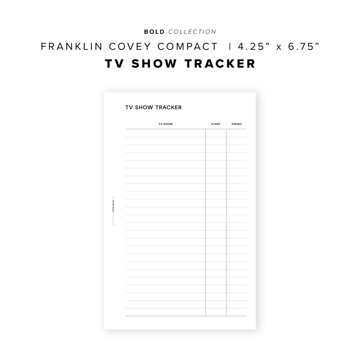 PR312 - TV Show Tracker - Printable Insert – My Minimal Planner