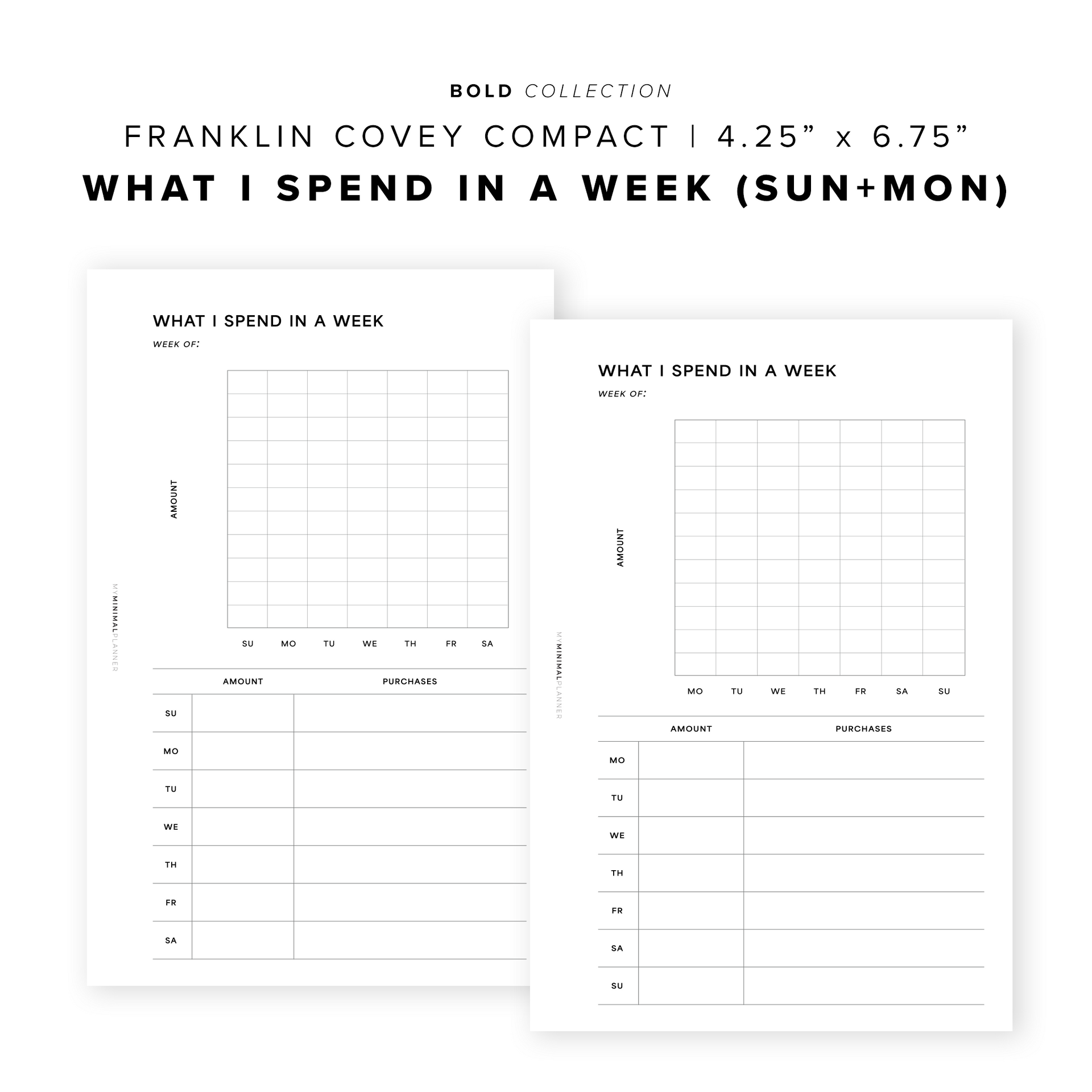 PR223 - What I Spend in a Week - Printable Insert – My Minimal Planner
