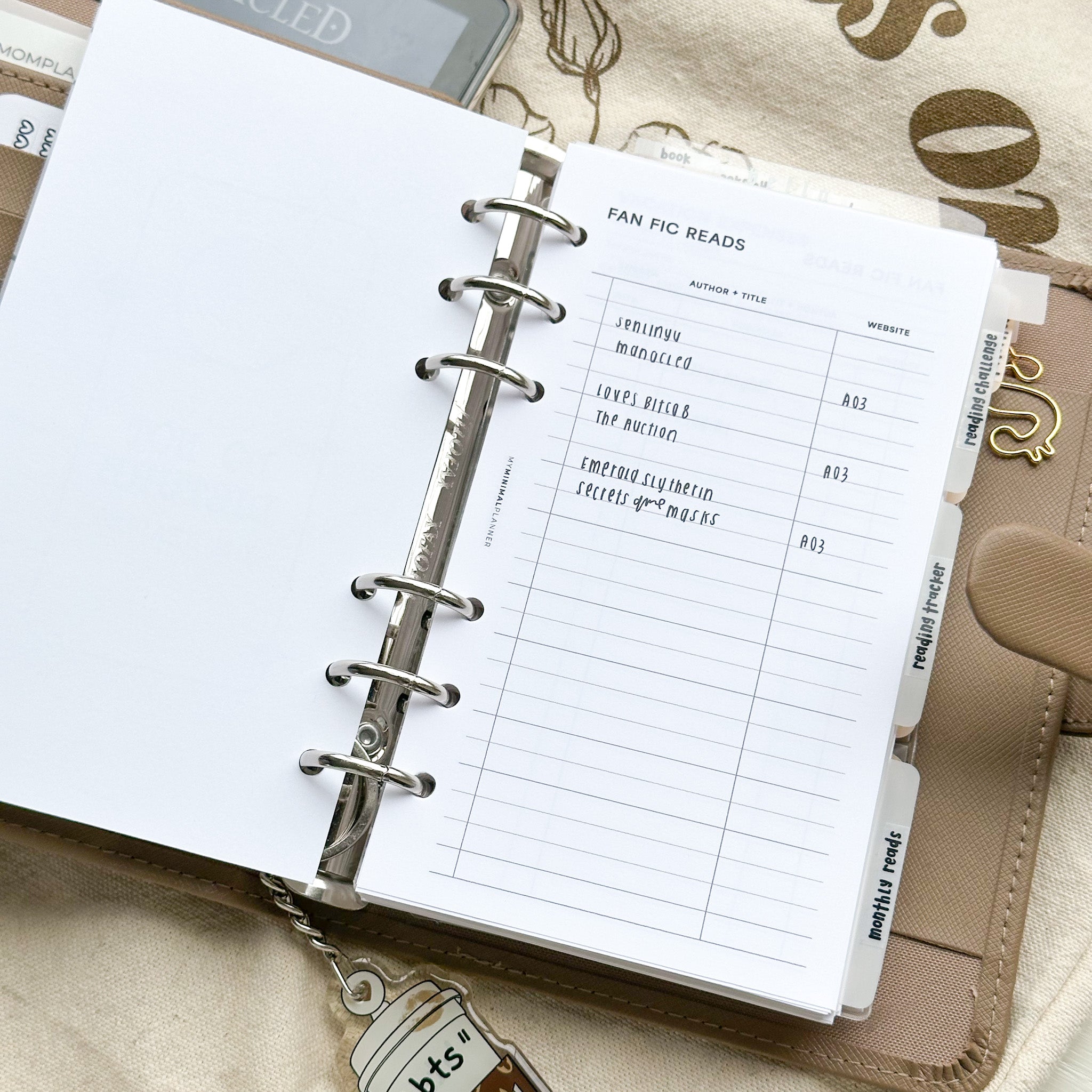 PR264 - Fan Fic Reads - Printable Insert – My Minimal Planner