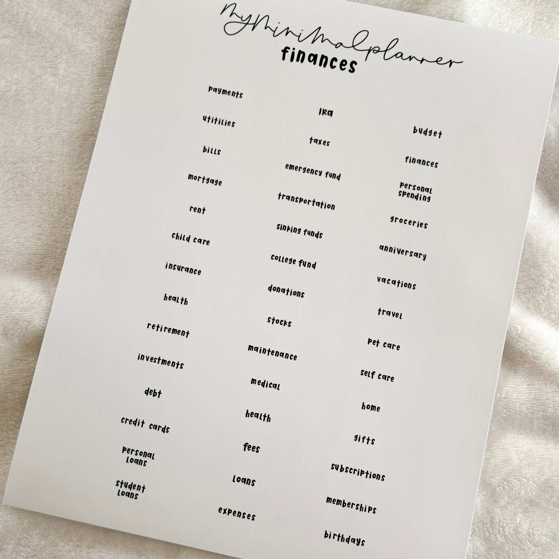 PRS04 - Finance Headers - Printable Stickers – My Minimal Planner