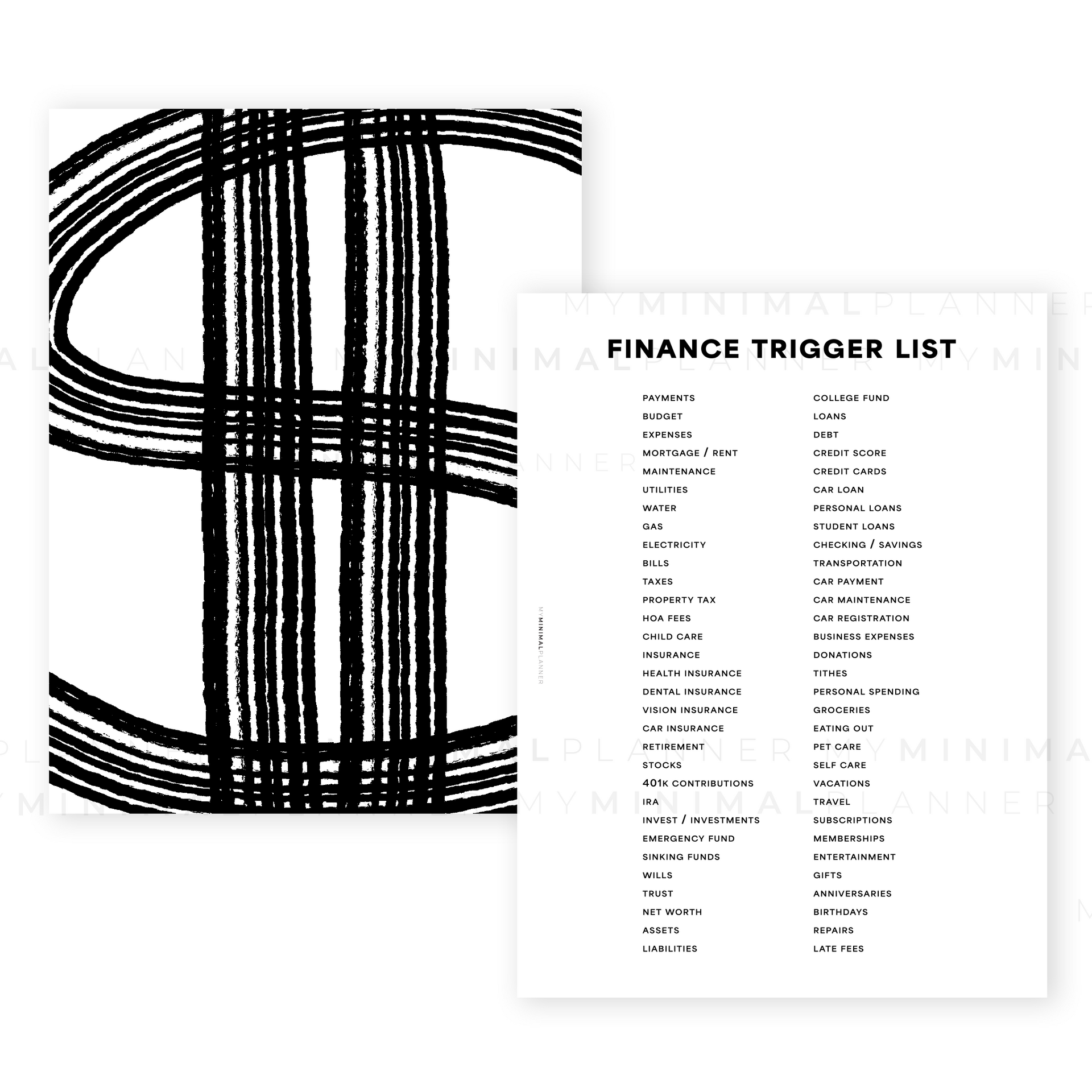 PRD199 - Finance Trigger List - Printable Dashboard – My Minimal Planner