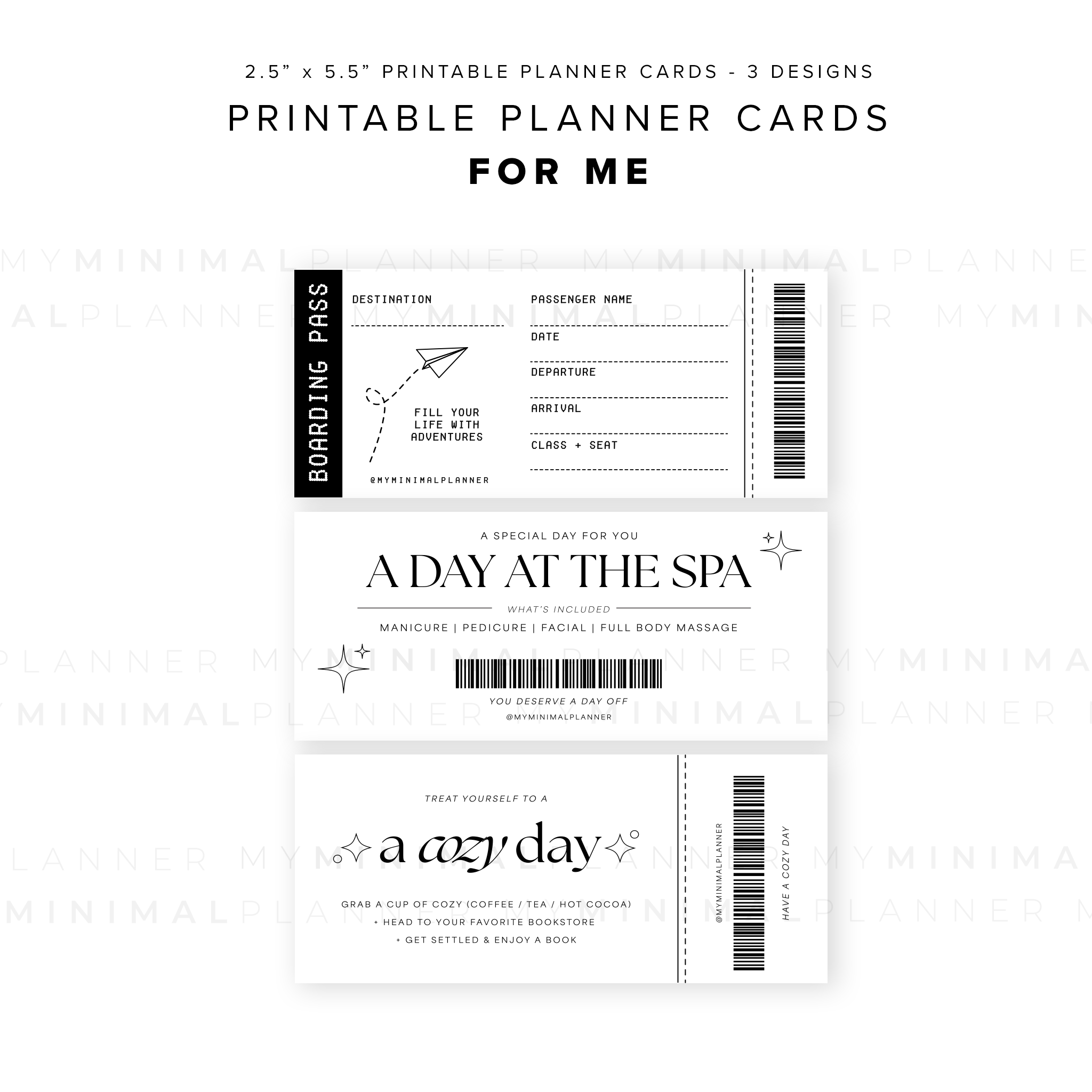 PPC27 - For ME - Printable Planner Cards – My Minimal Planner