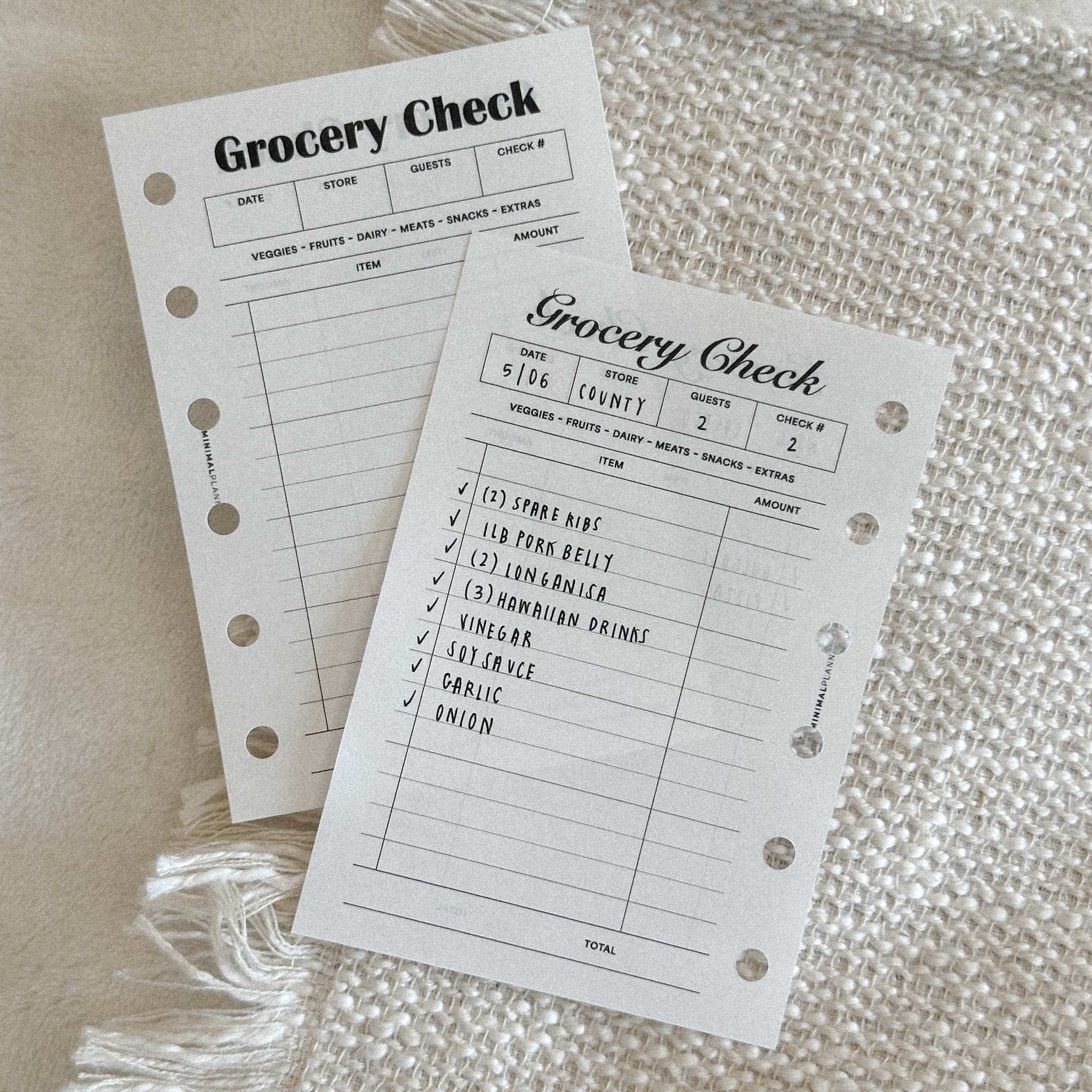 PR348 - Grocery Check - Printable Insert – My Minimal Planner