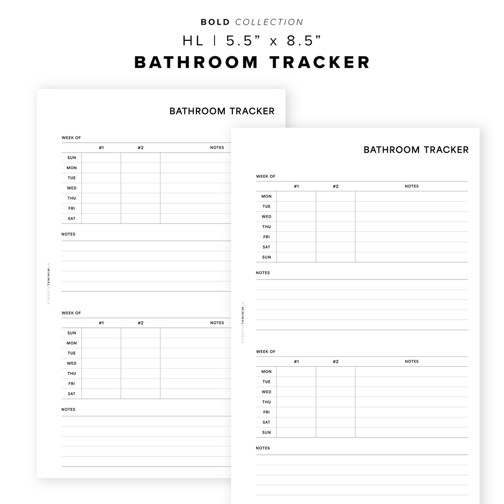 PR339 - Bathroom Tracker - Printable Insert – My Minimal Planner