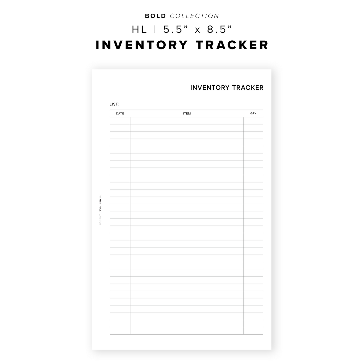 PR213 - Inventory Tracker - Printable Insert – My Minimal Planner