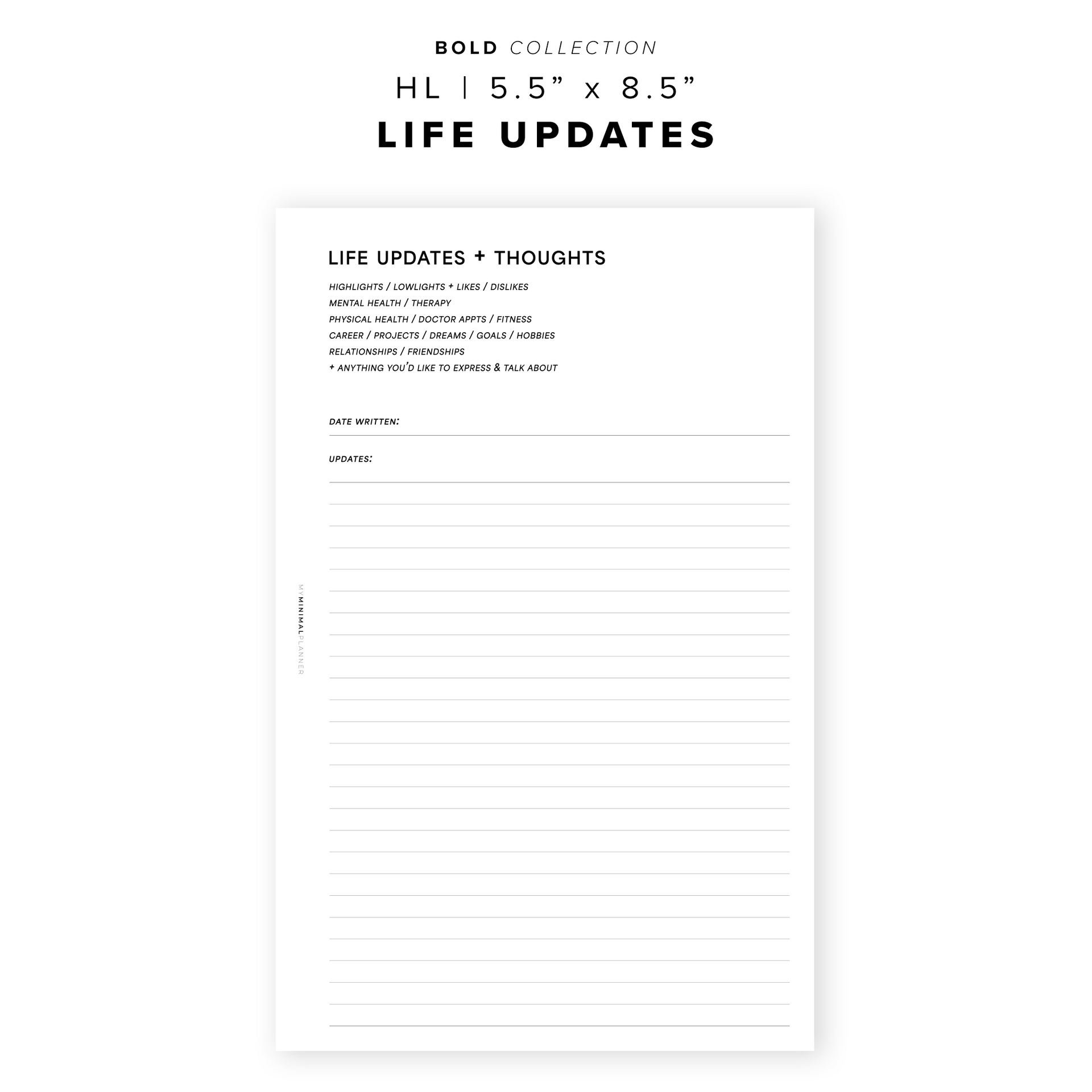 PR220 - Life Updates - Printable Insert – My Minimal Planner