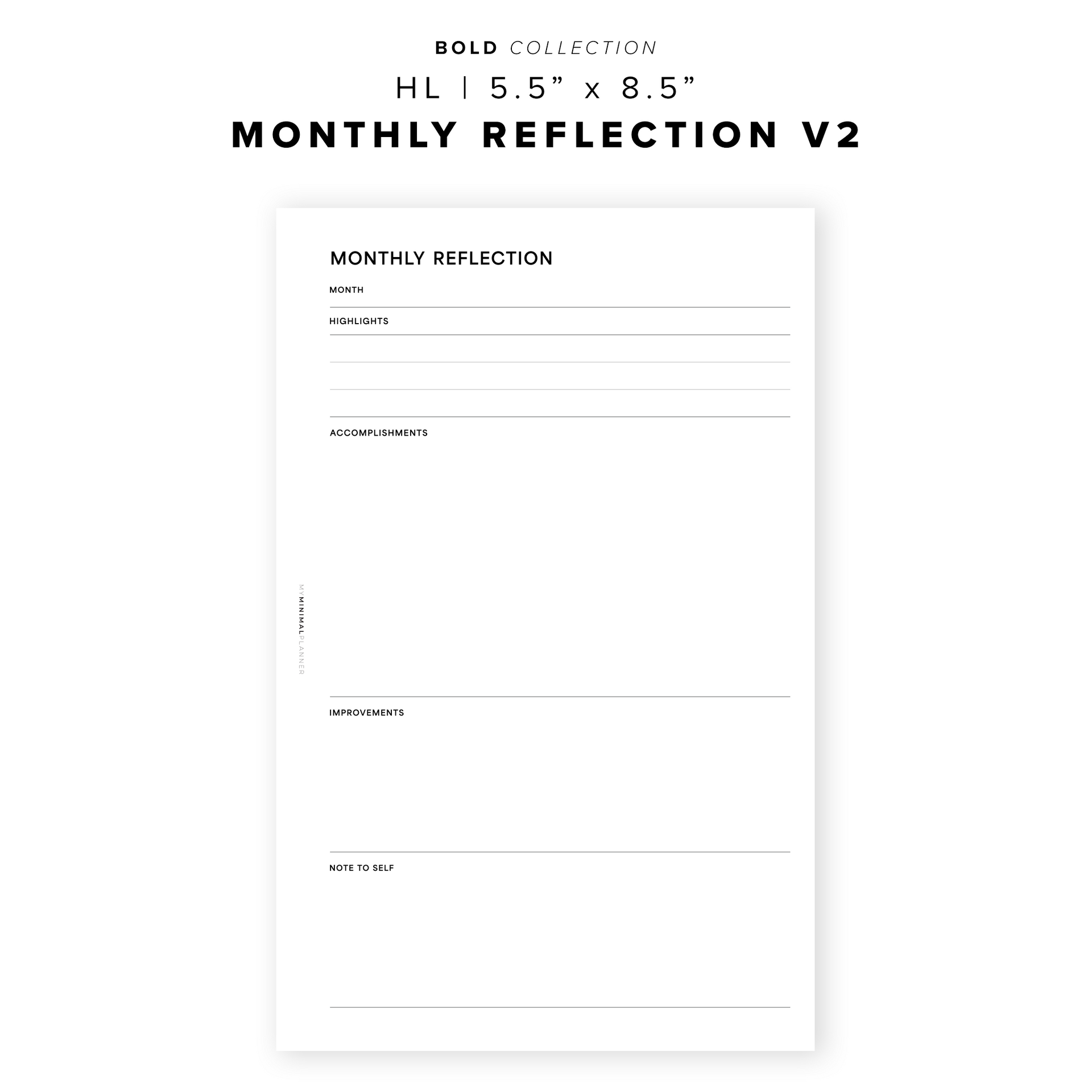 PR325 - Monthly Reflection V2 - Printable Insert – My Minimal Planner